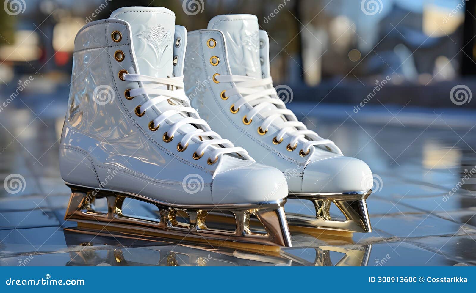 Skates for Skating on Ice on Surface for Display Stock Illustration ...