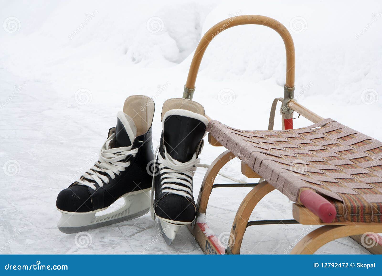 Skates and sledge stock photo. Image of winter, vintage - 12792472