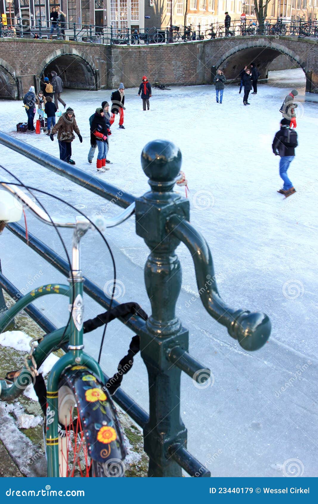 Skating Over the Dutch Frozen Amsterdam Canals Editorial Stock Image ...
