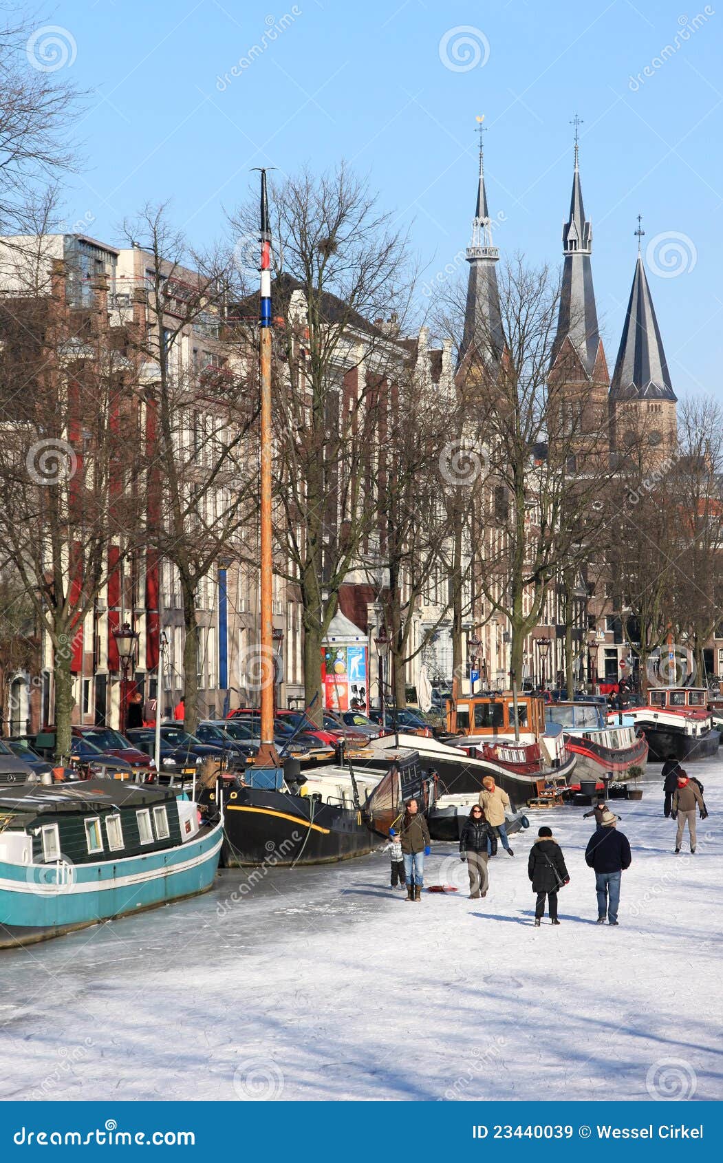 Skating Over the Dutch Frozen Canals, Amsterdam Editorial Stock Image ...