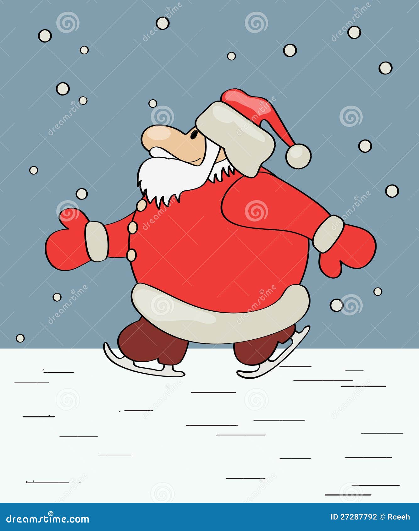 Skating Santa stock vector. Illustration of cartoon, christmas - 27287792