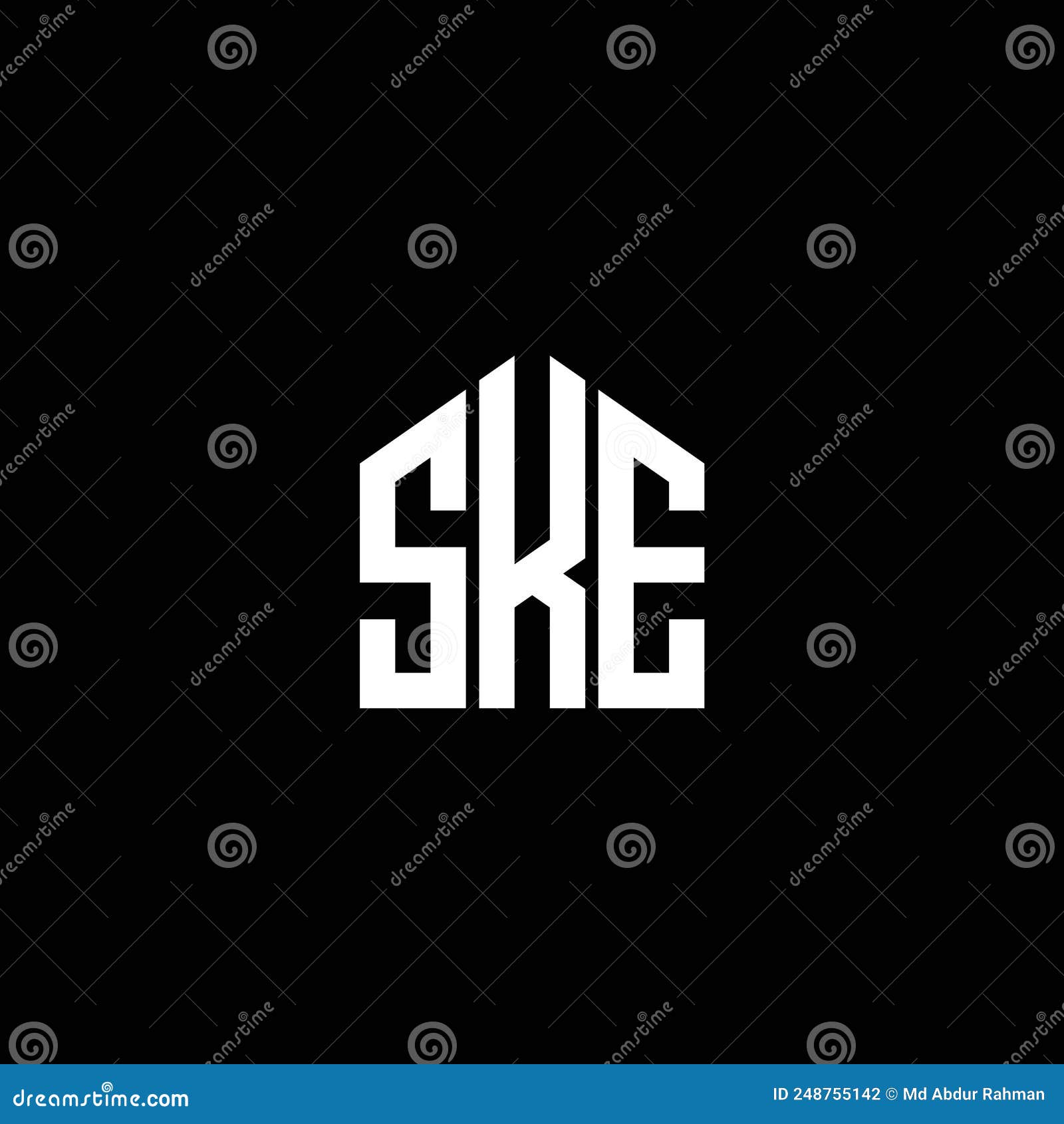 SKE Letter Logo Design on BLACK Background. SKE Creative Initials ...