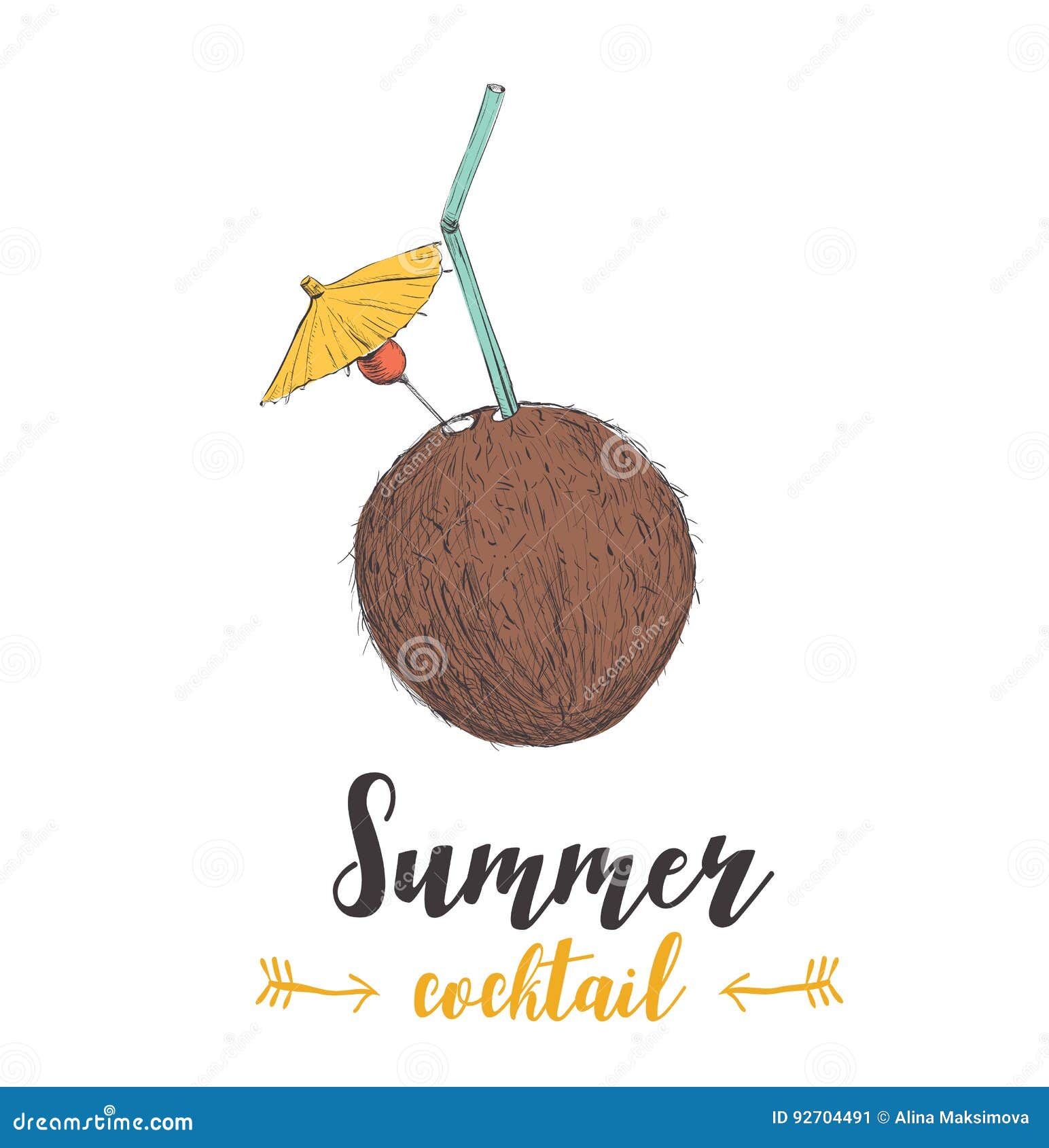 Skech Cocktail Coconut. Sketch Cocktail Vector Stock Vector ...