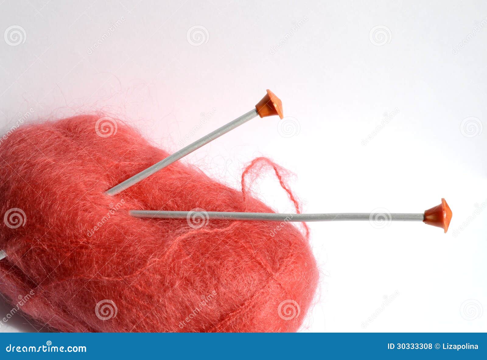 Skein of red yarn stock photo. Image of fiber, needles - 30333308