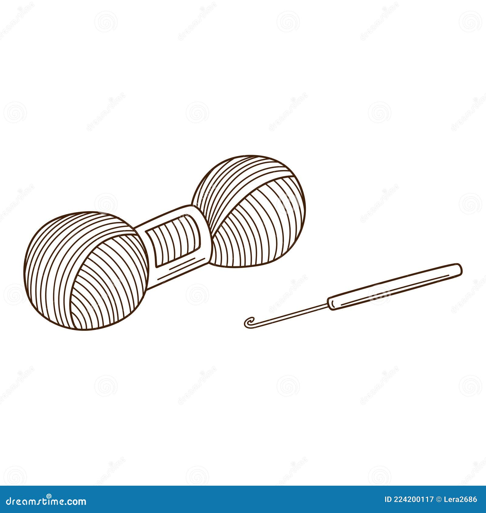 A Skein of Yarn and a Knitting Hook. Needlework, Knitting. Design ...