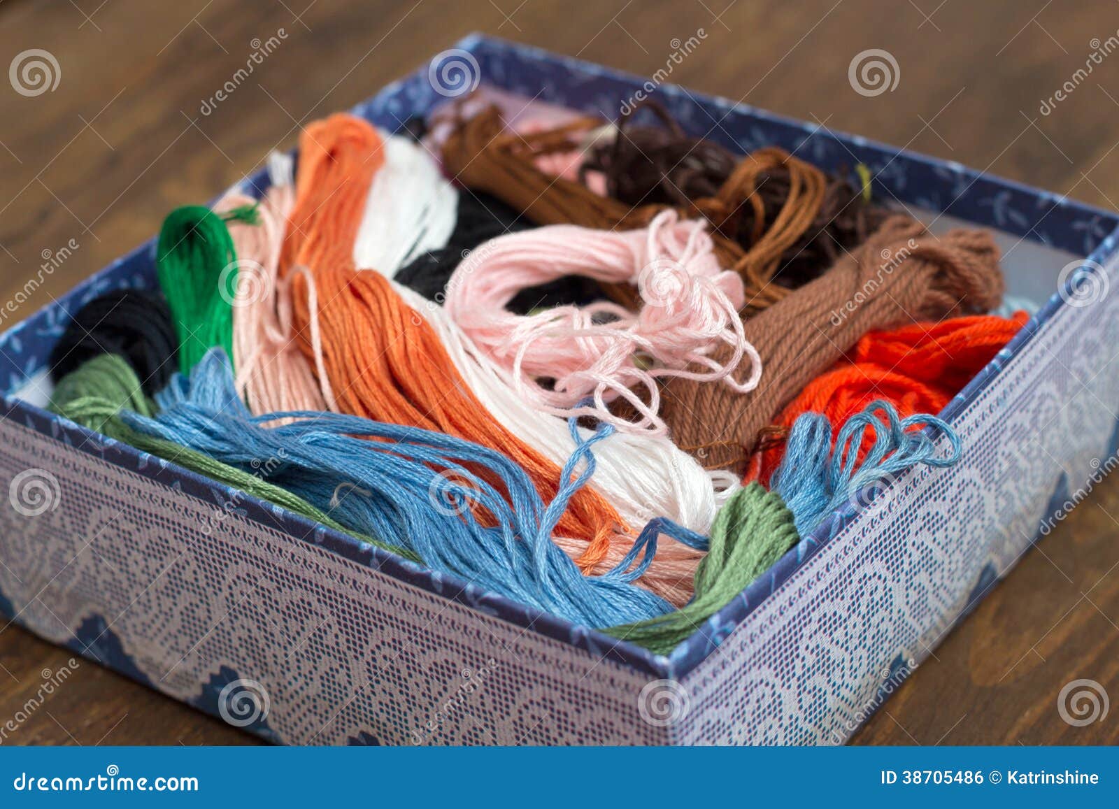 Skeins of Colored Embroidery Thread in Box Stock Photo - Image of ...