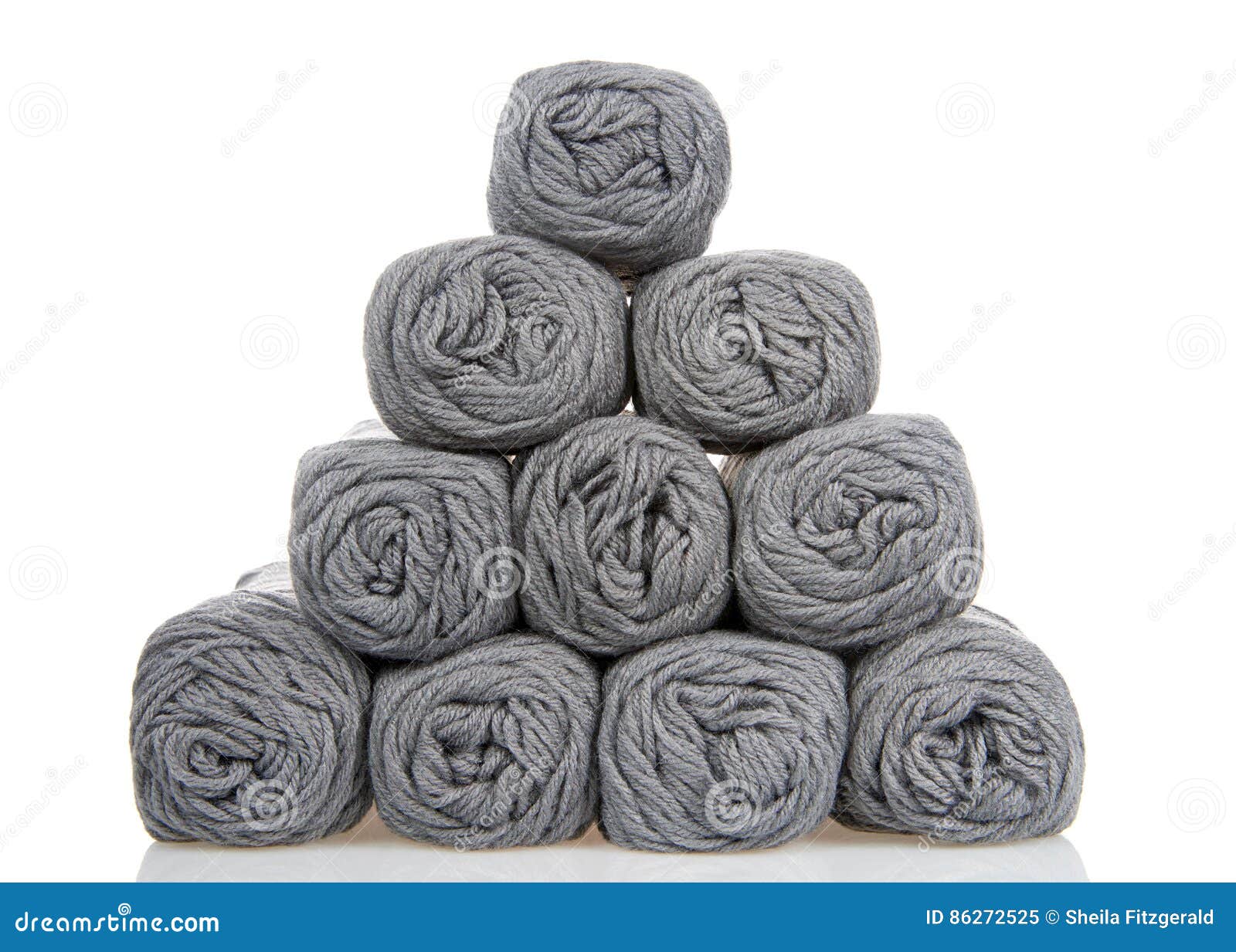 Skeins of Gray Yarn Stacked in a Pyramid Isolated on White Stock Image ...