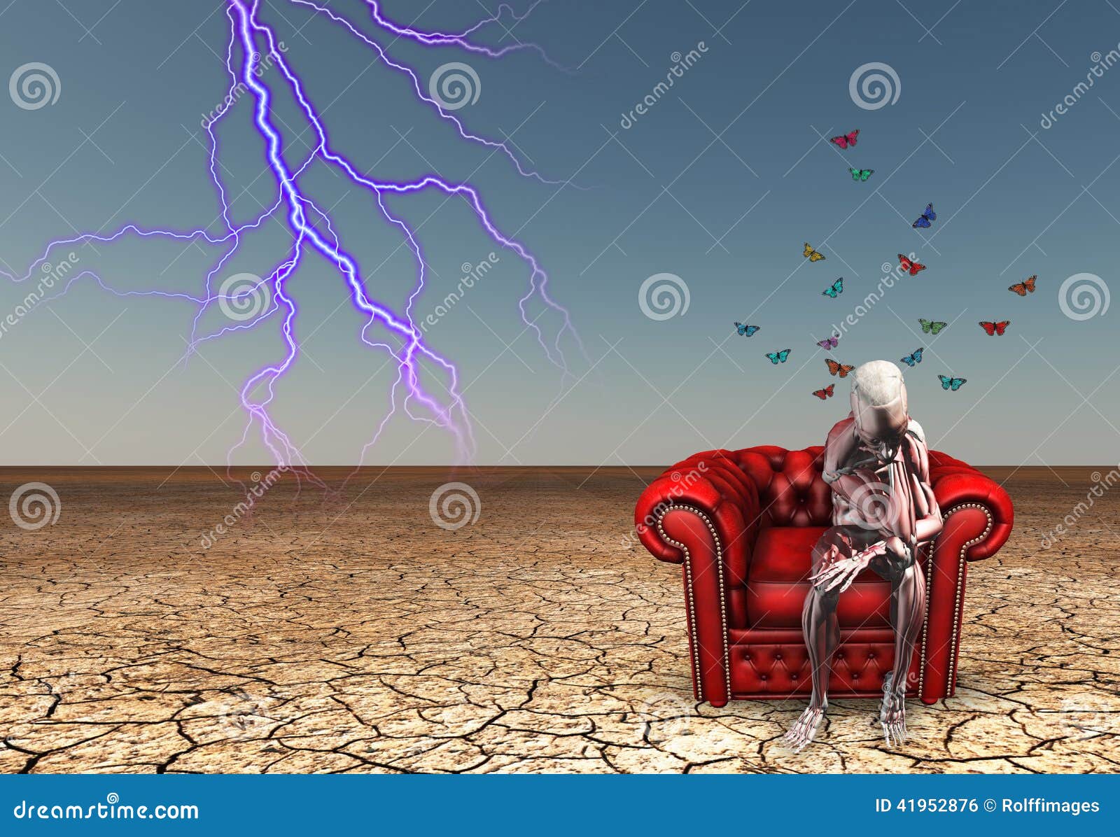Skeletal Figure Contemplates Stock Illustration - Illustration of ...