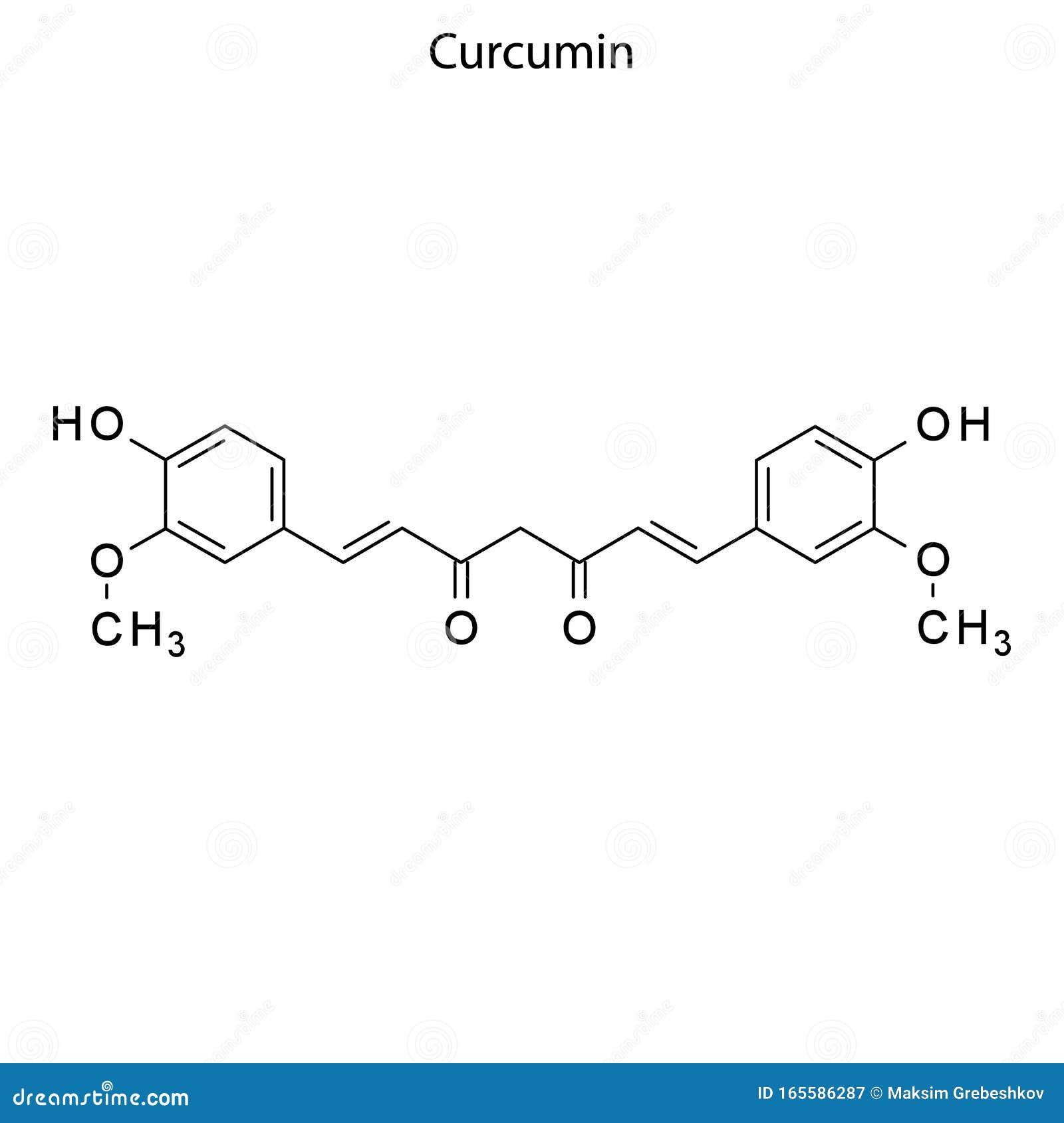 Curcumin Molecule. Sheet Of Paper In A Cage. Structural Chemical ...