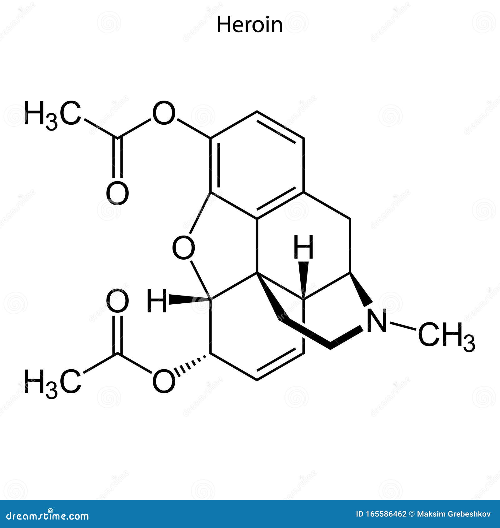 Heroin Chemical Formula. Heroin Structural Chemical Formula Isolated On ...