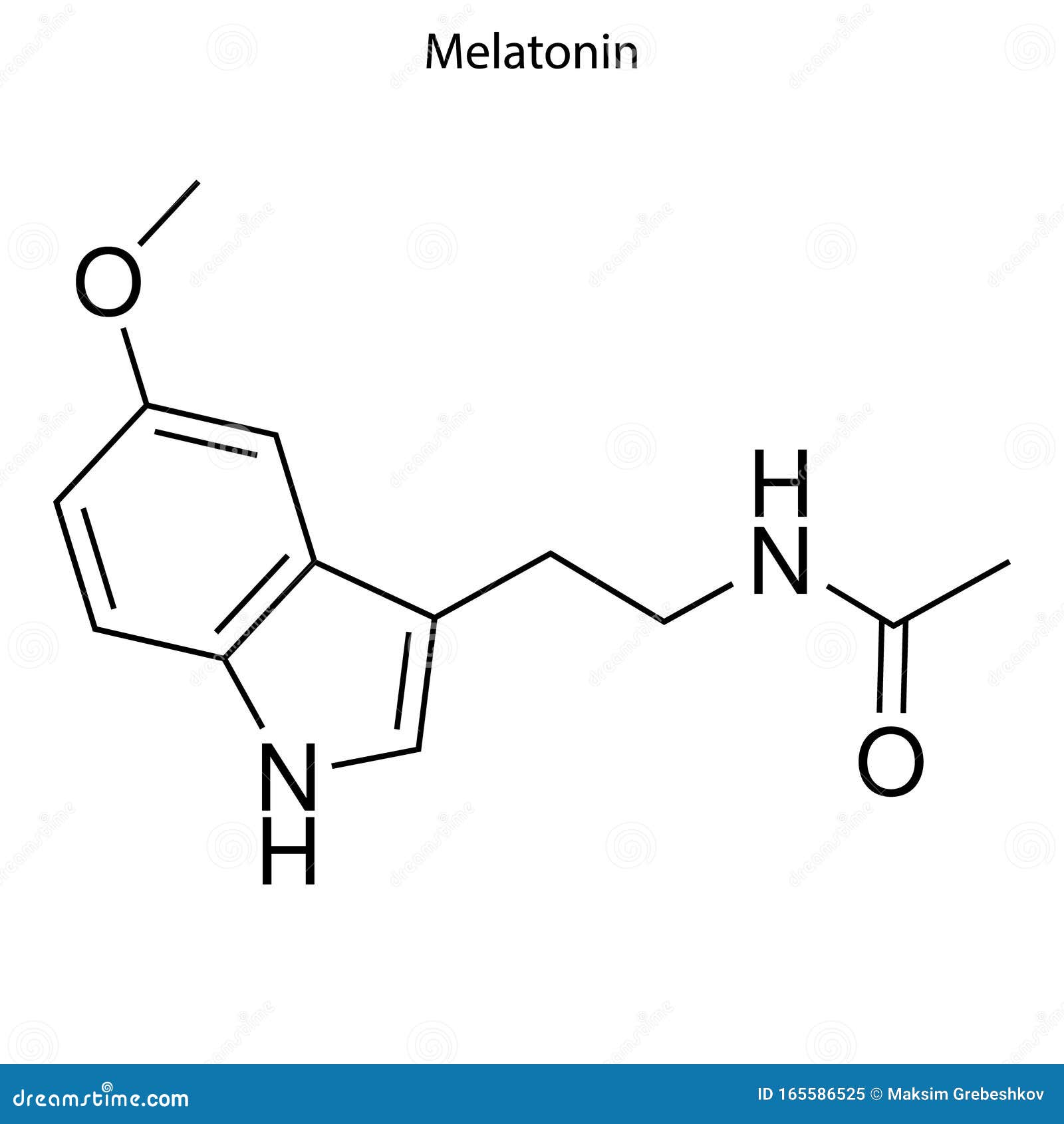 Melatonin, Skeletal Formula And Molecular Structure Vector Illustration ...