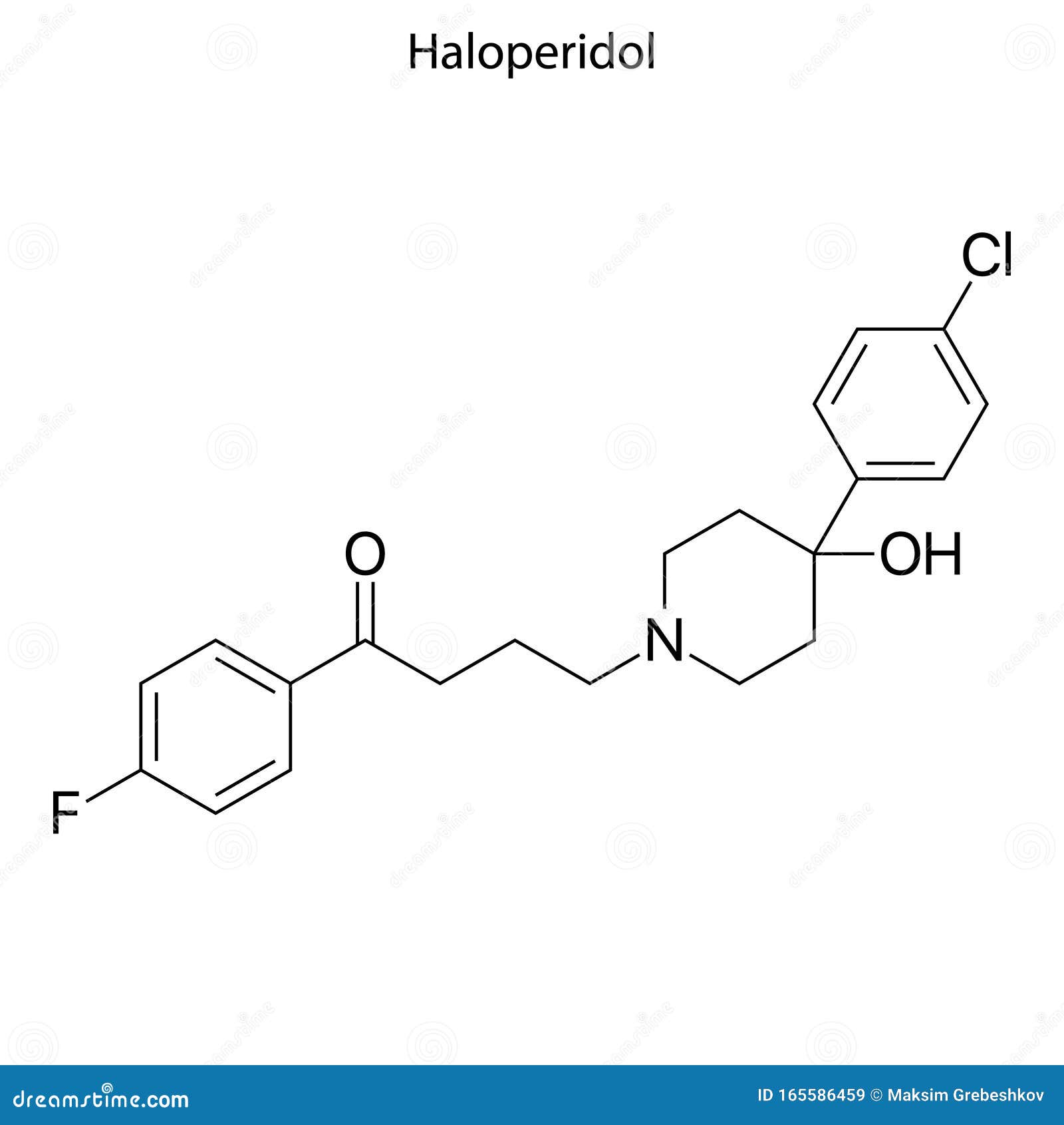 Haloperidol Molecule, Is Antipsychotic Medication. Structural Chemical ...