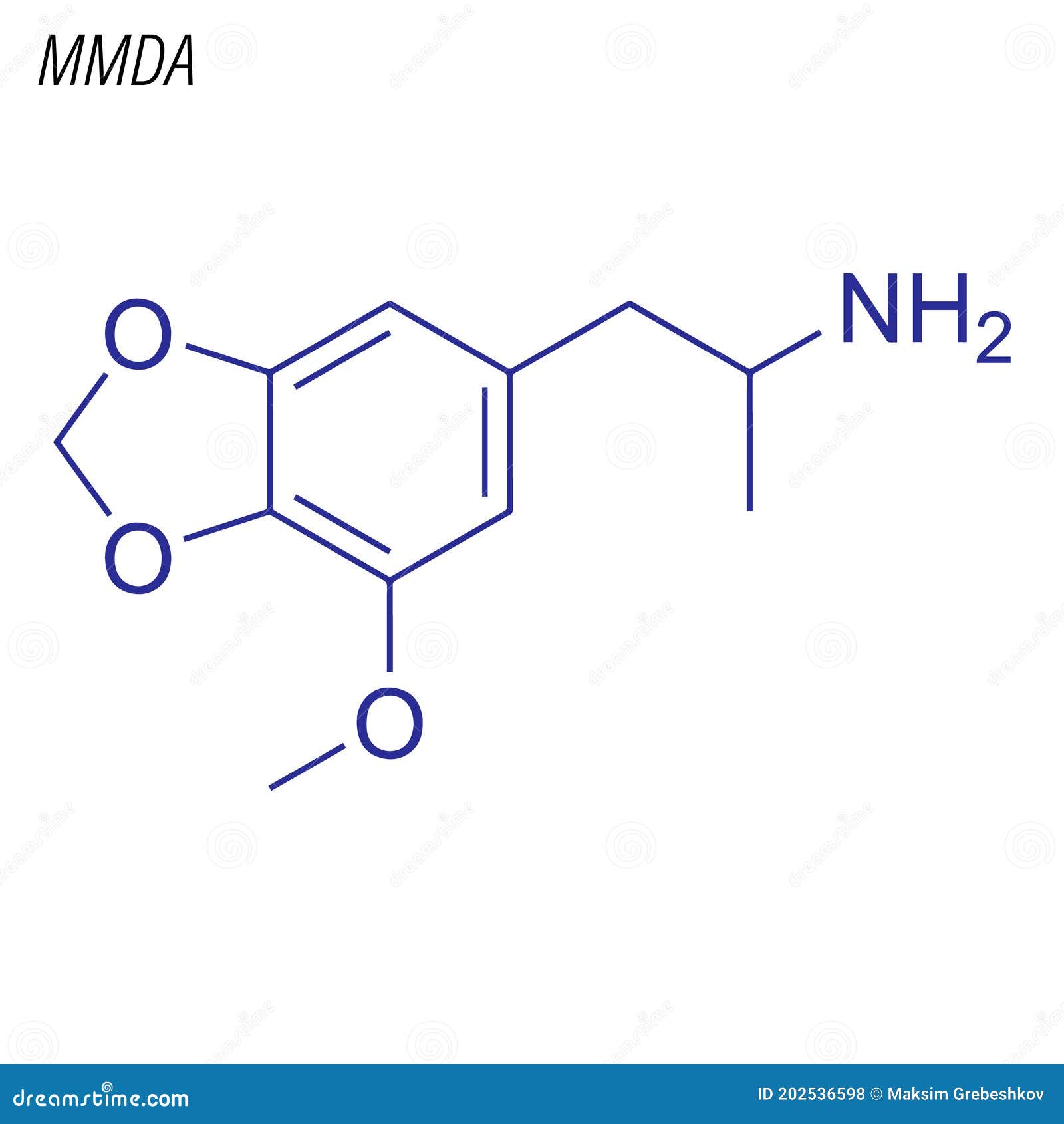 Vector Skeletal Formula of MMDA. Drug Chemical Molecule Stock ...