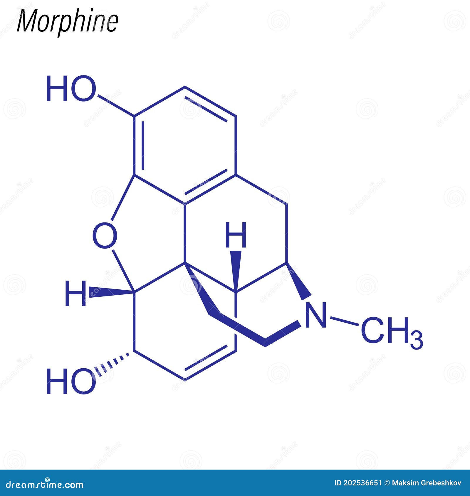 Vector Skeletal Formula of Morphine. Drug Chemical Molecule Stock ...