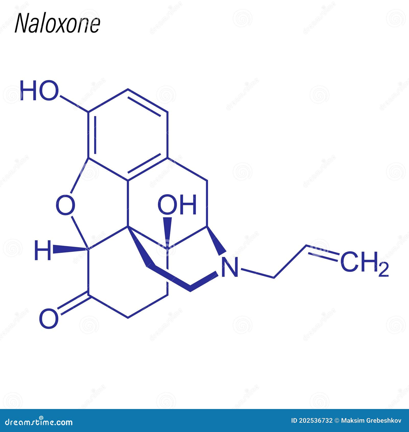 Vector Skeletal Formula of Naloxone. Drug Chemical Molecule Stock ...