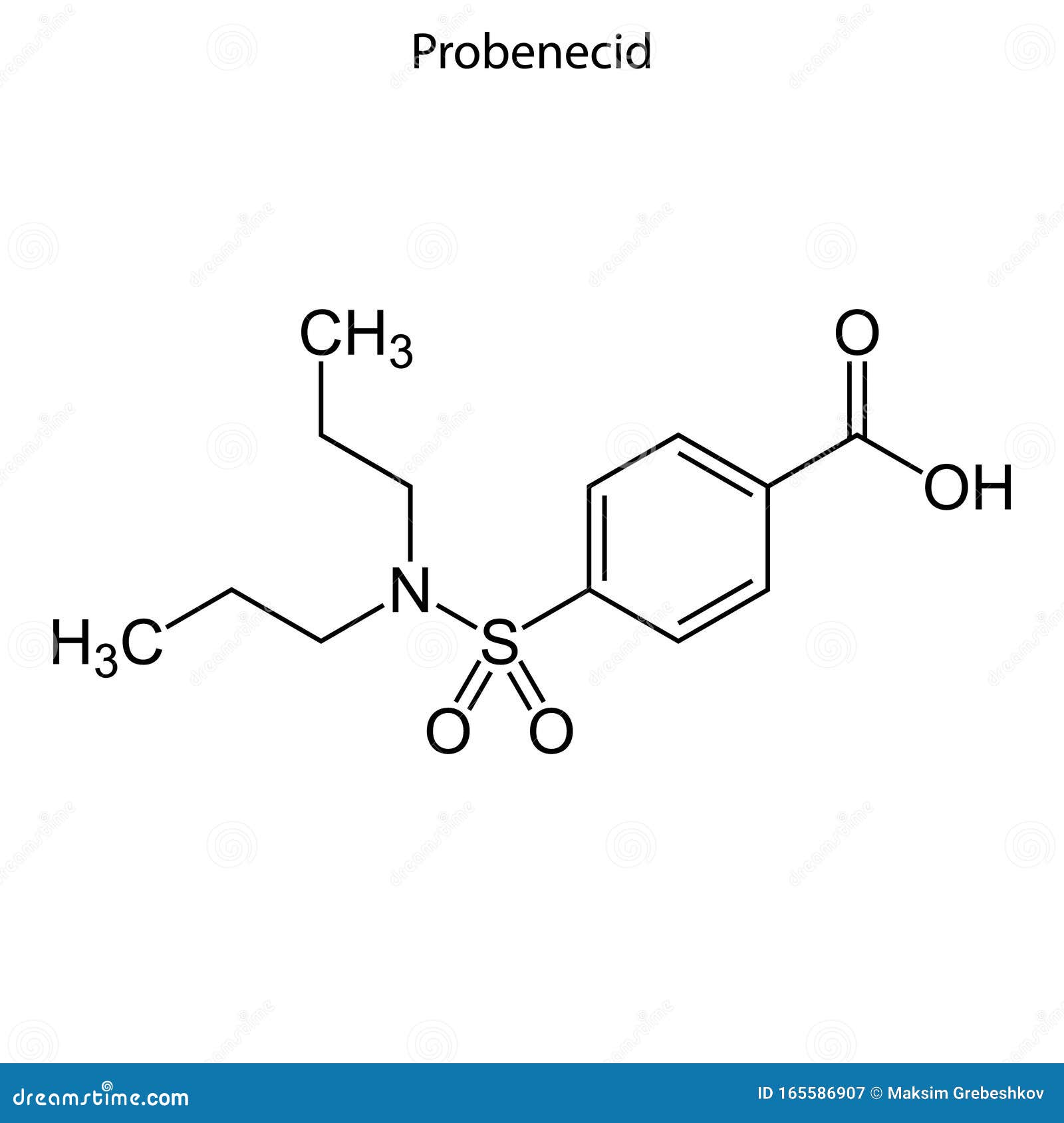 Skeletal Formula of Chemical Element Stock Illustration - Illustration ...