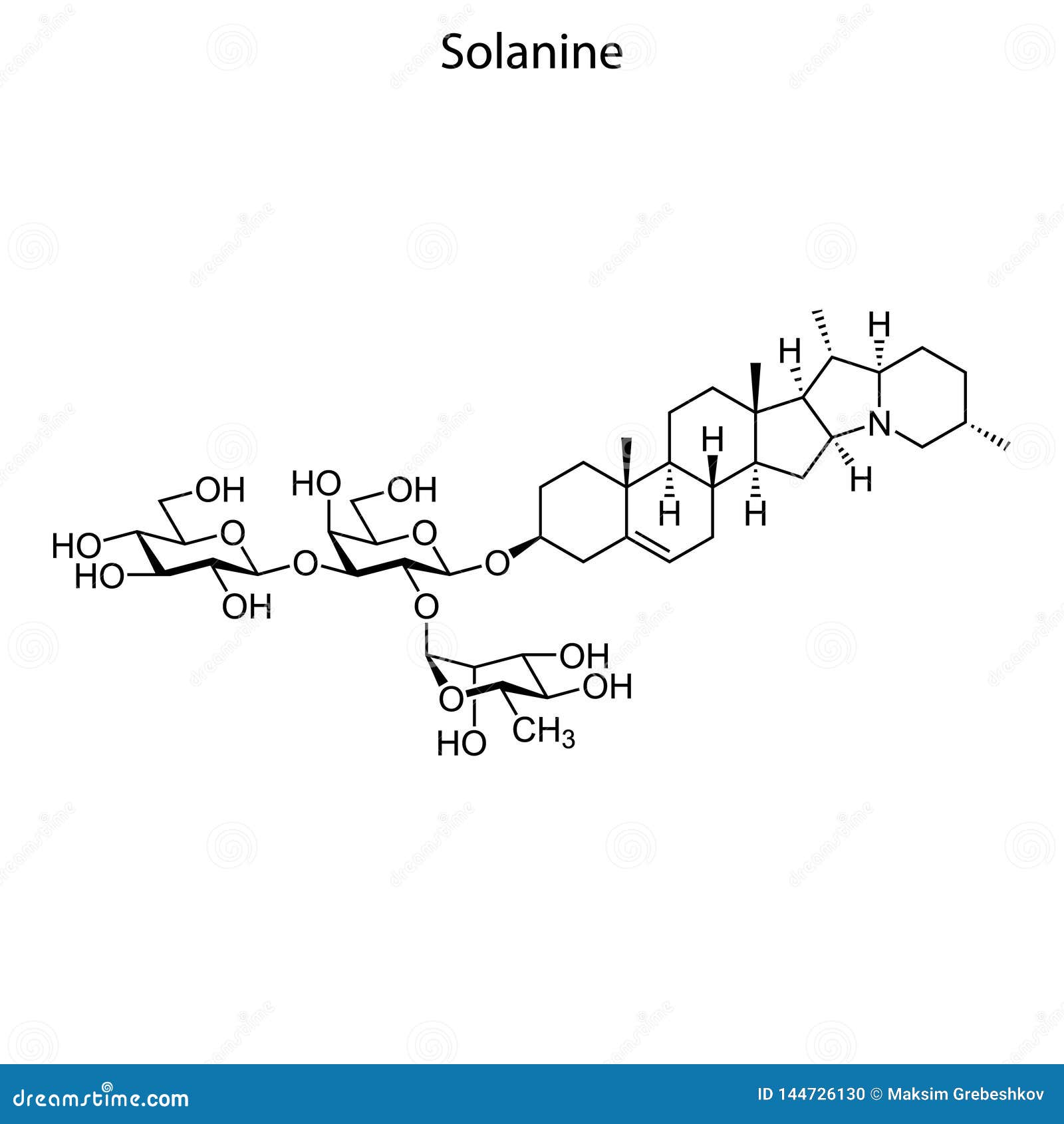 Solanine Nightshade Poison Molecule. Present In Potatoes, Especially In ...