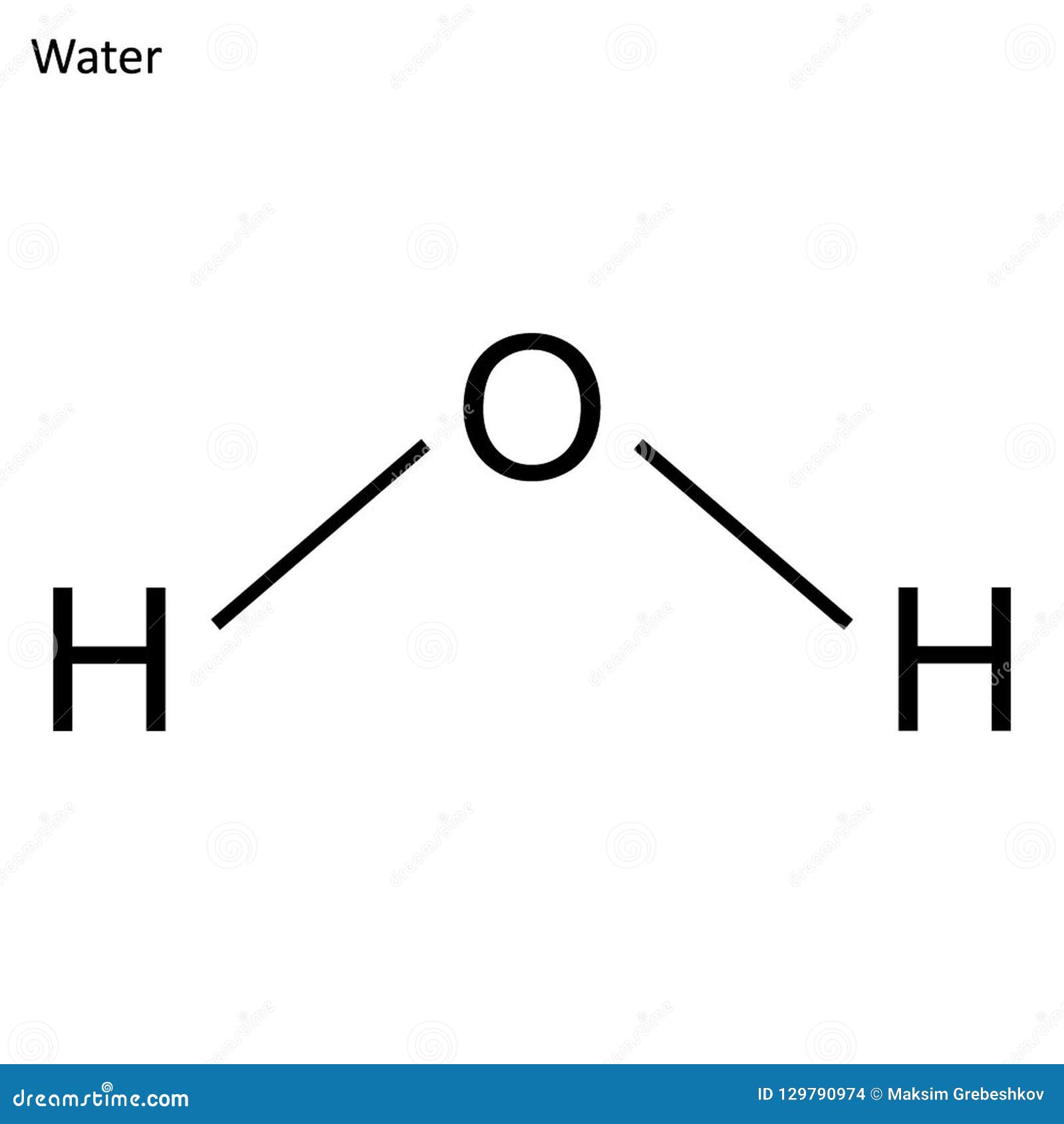 Skeletal formula of water stock illustration. Illustration of oxygen ...