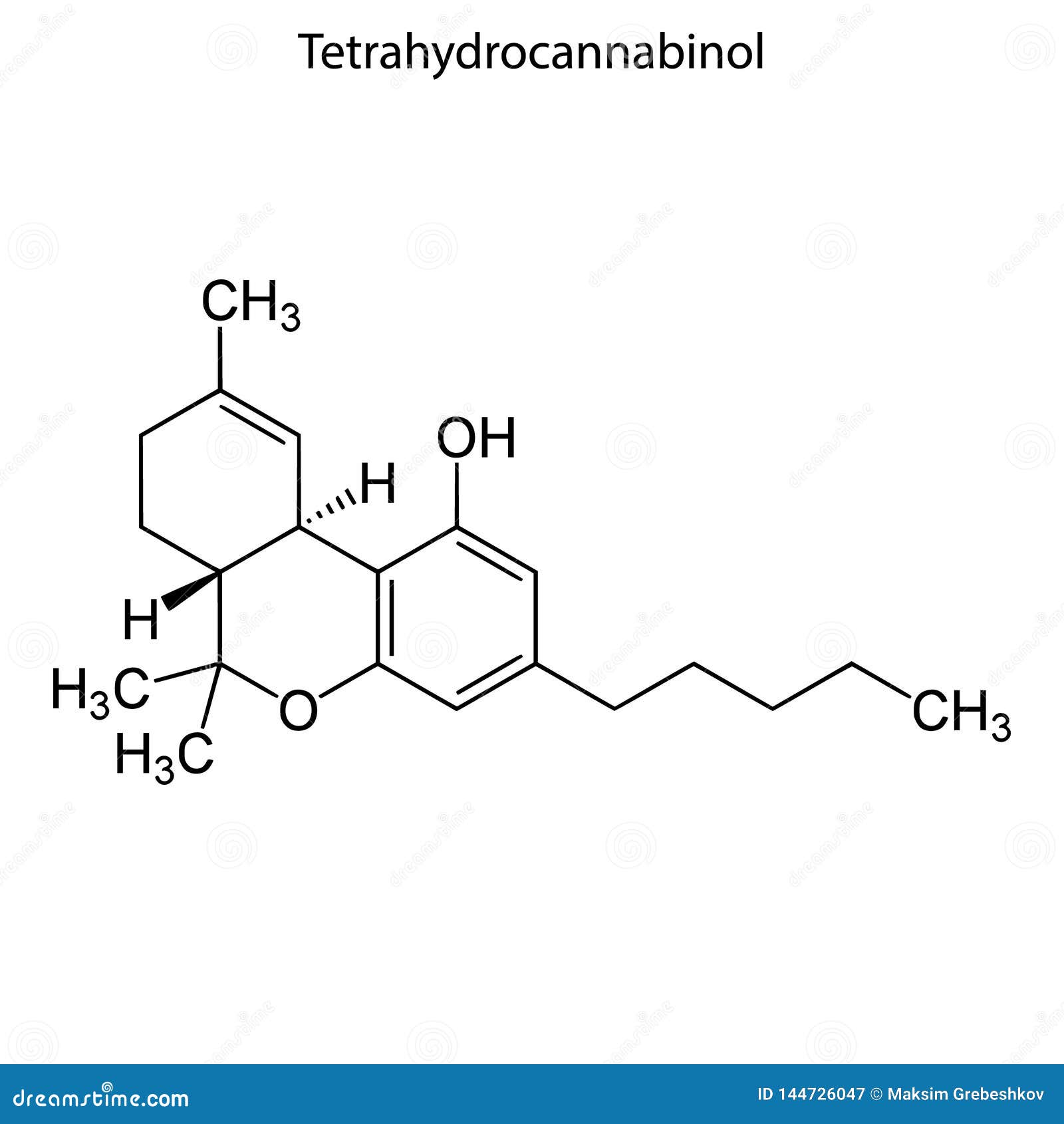 Tetrahydrocannabinol Chemical Formula. Tetrahydrocannabinol Structural ...