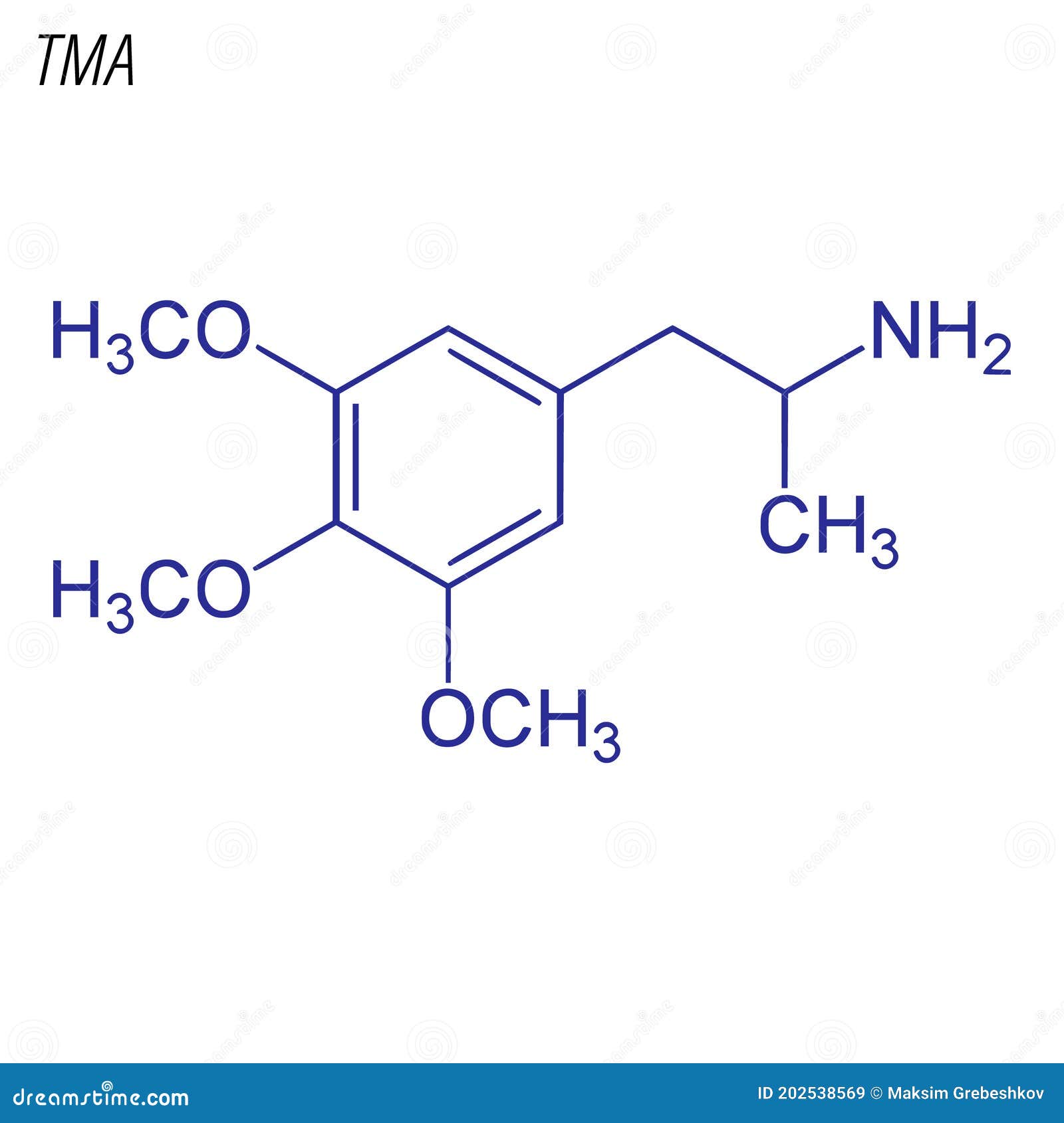 Vector Skeletal Formula of TMA. Drug Chemical Molecule Stock ...