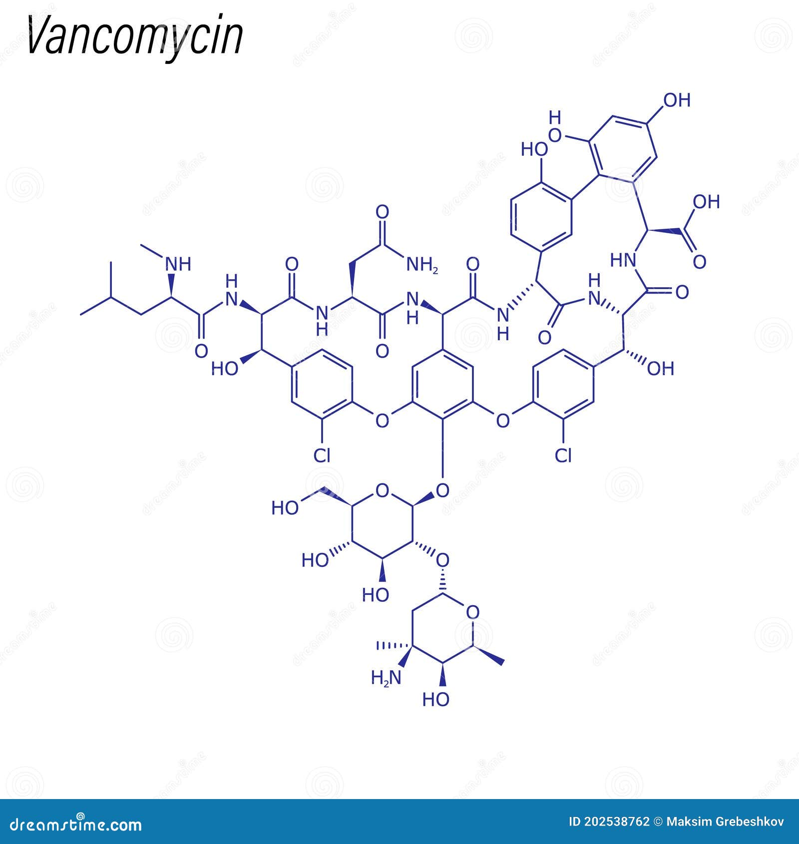 Vancomycin Molecule. It Is Is An Antibiotic Used To Treat Bacterial ...