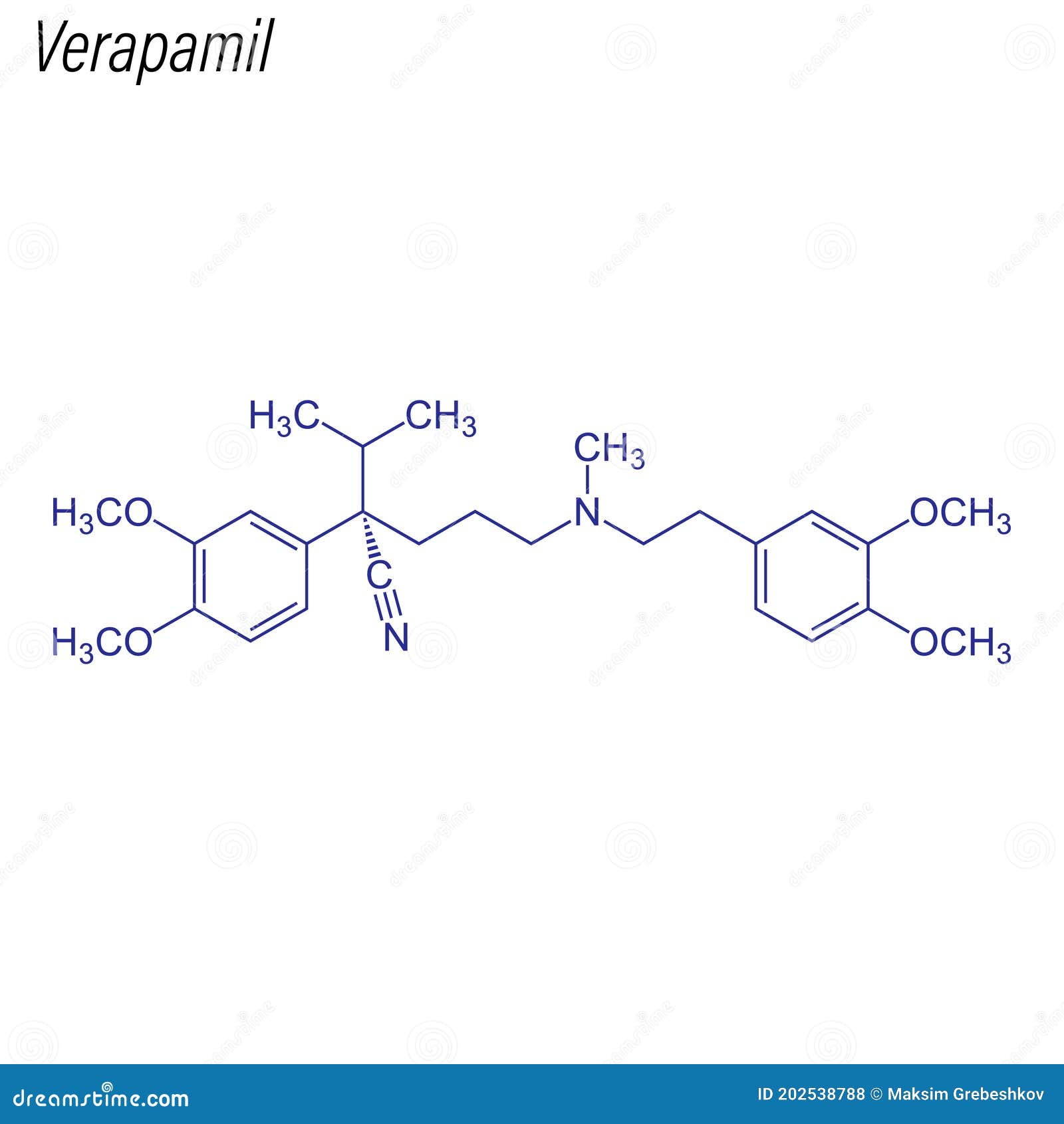 Verapamil Molecule, Molecular Structures, Calcium Channel Blocker, 3d ...