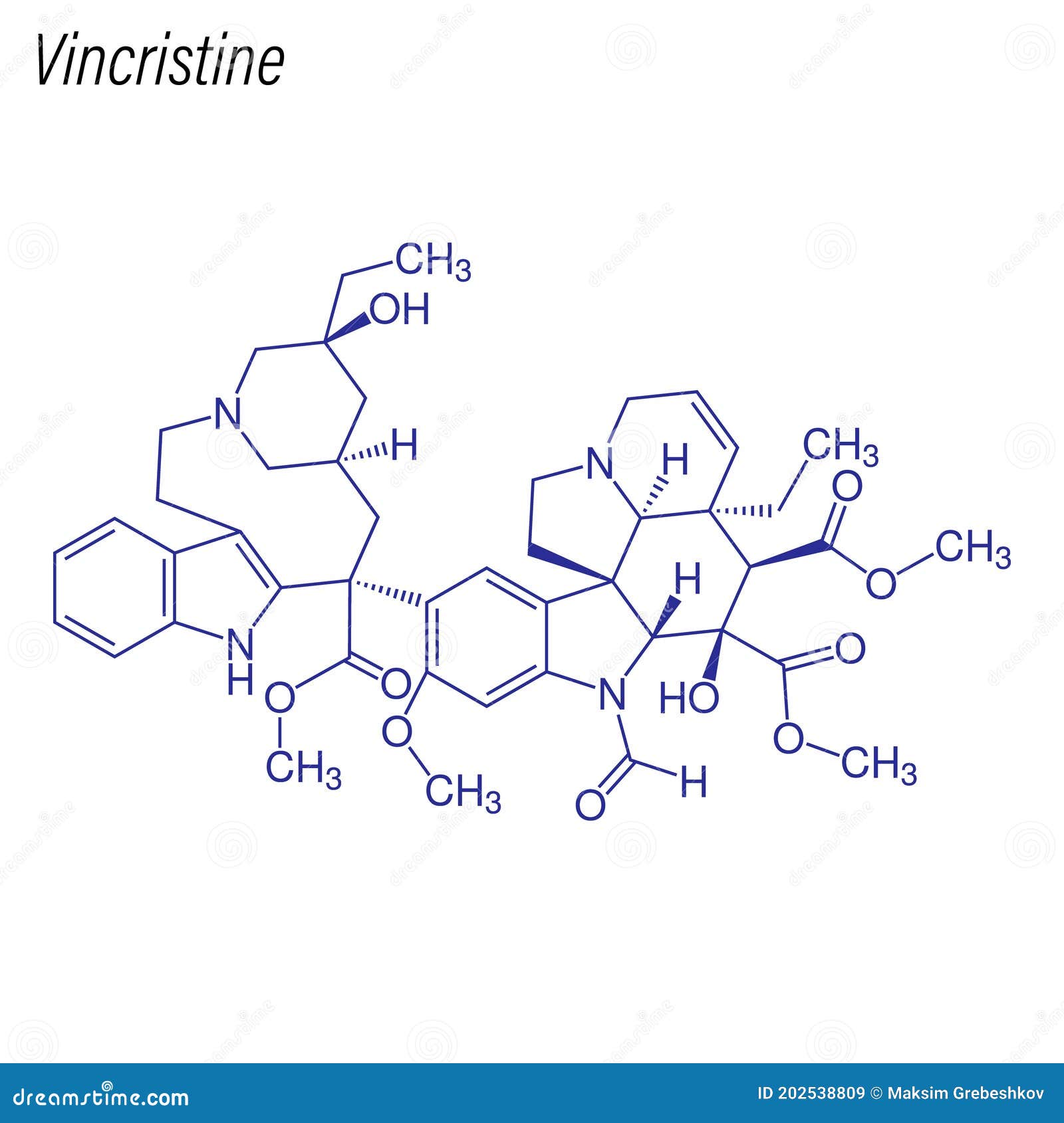 Vector Skeletal Formula of Vincristine. Drug Chemical Molecule Stock ...