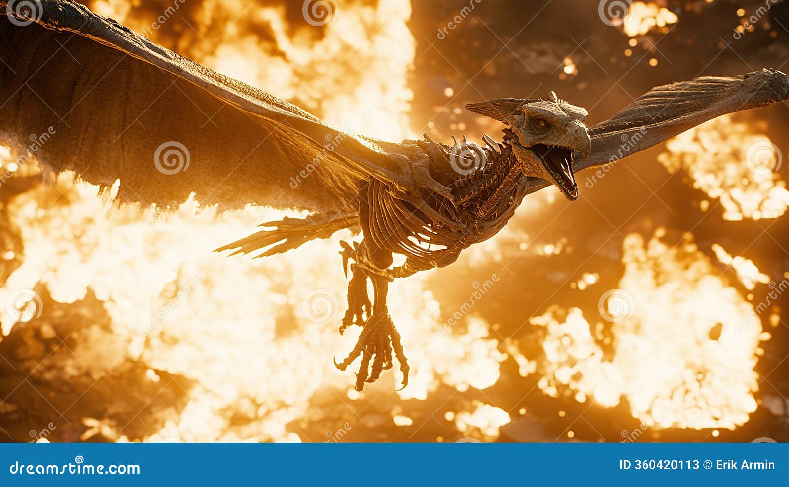 Skeletal Griffin Soaring Fiery Apocalypse Stock Image - Image of ...
