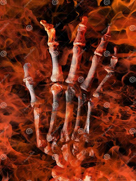 Skeletal hand in flames stock image. Image of burning - 26496155