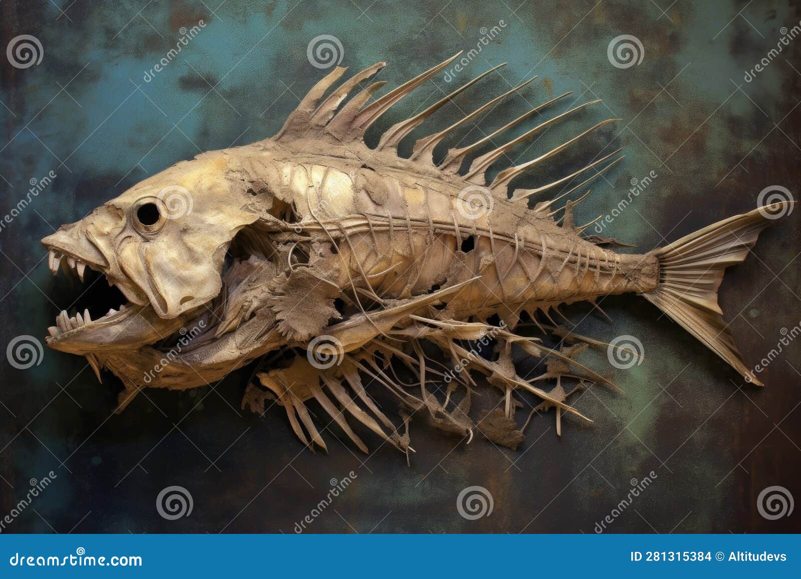 Skeletal Remains of a Prehistoric Fish Stock Illustration ...