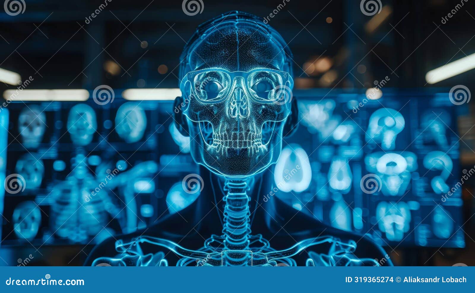 The Skeletal Structure Of The Human Body. Biohacking Stock Photo ...