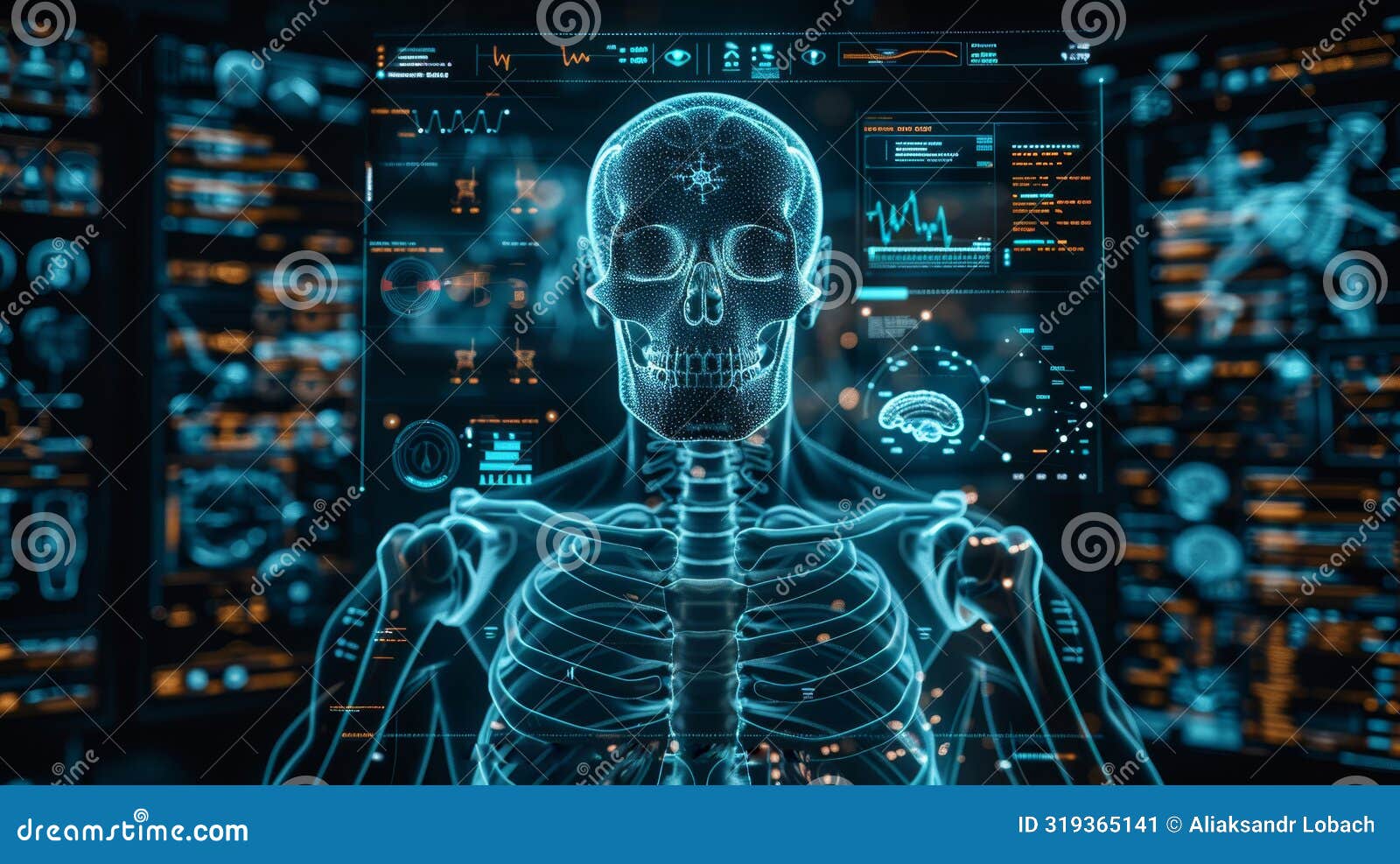 The Skeletal Structure Of The Human Body. Biohacking Stock Photo ...