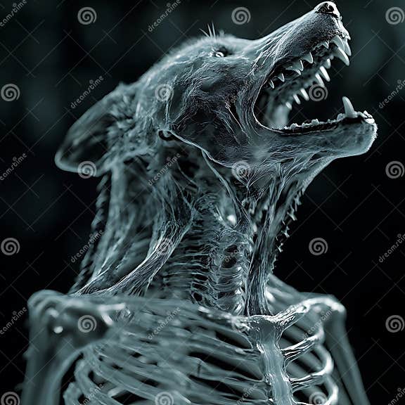 Skeletal Structure of a Wolf, White Isolate Background Stock ...
