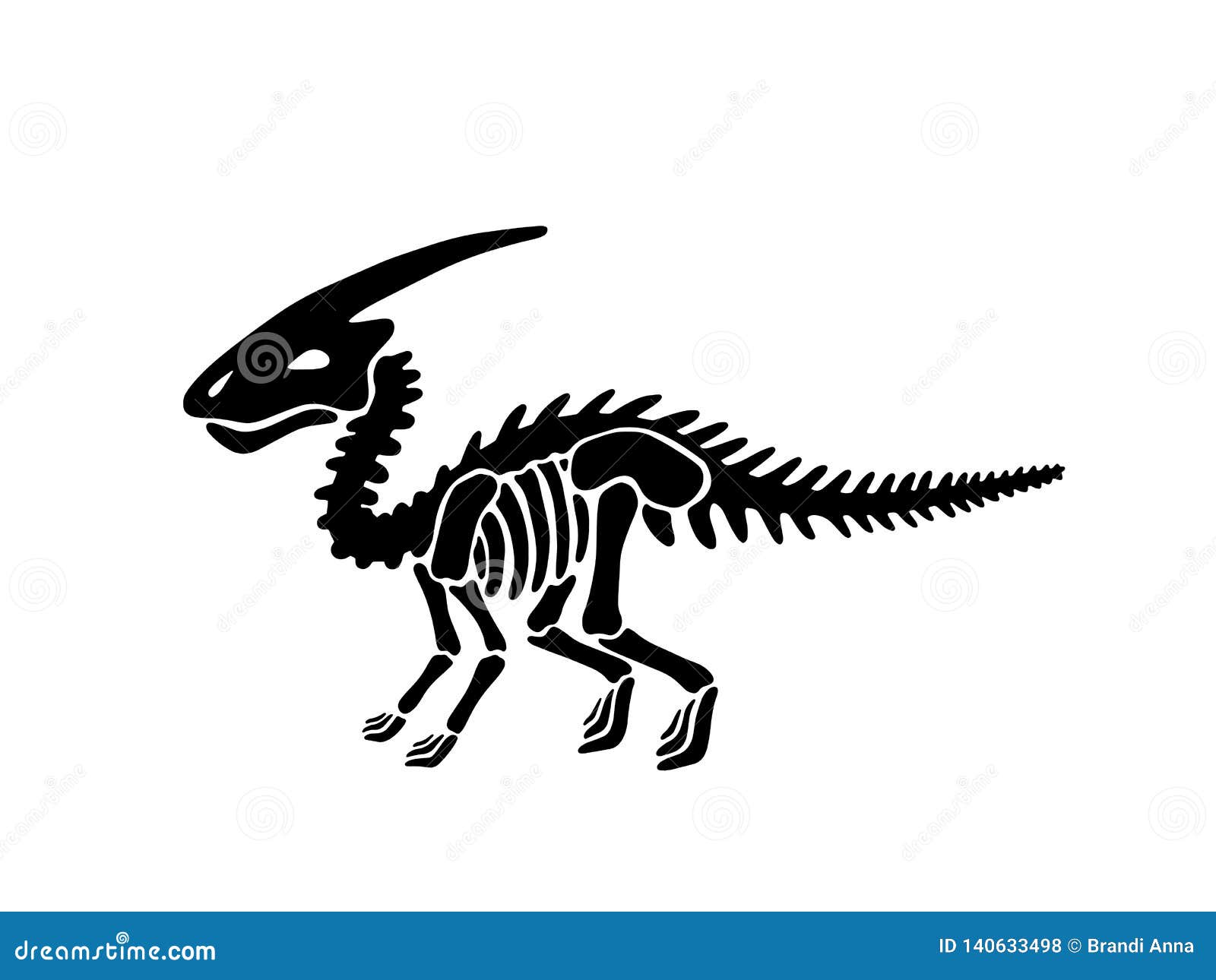 Parasaurolophus Skeleton, Illustration, Drawing, Engraving, Ink, Line ...