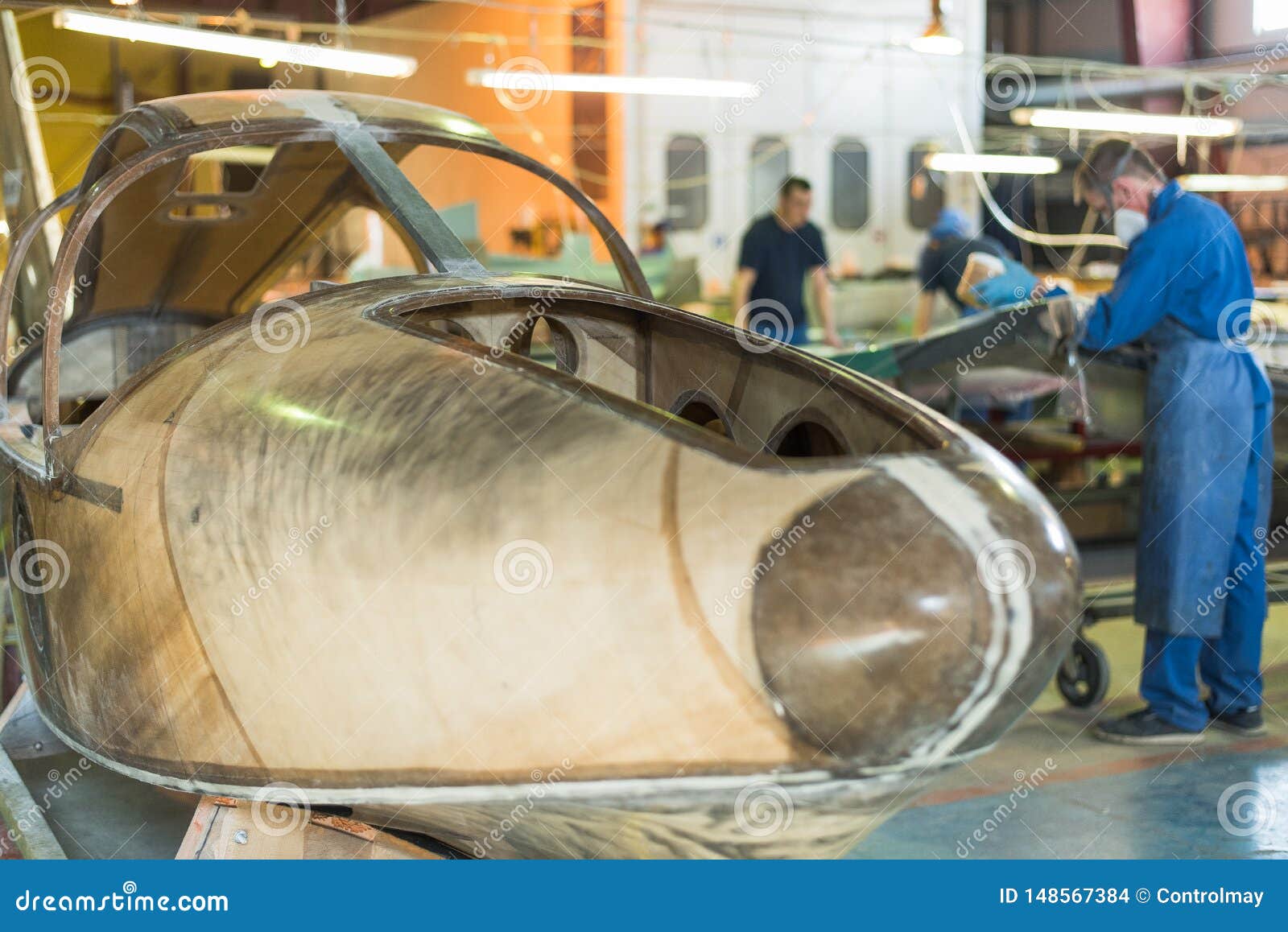 The Skeleton Of The Aircraft On The Construction And Plant. Worker ...
