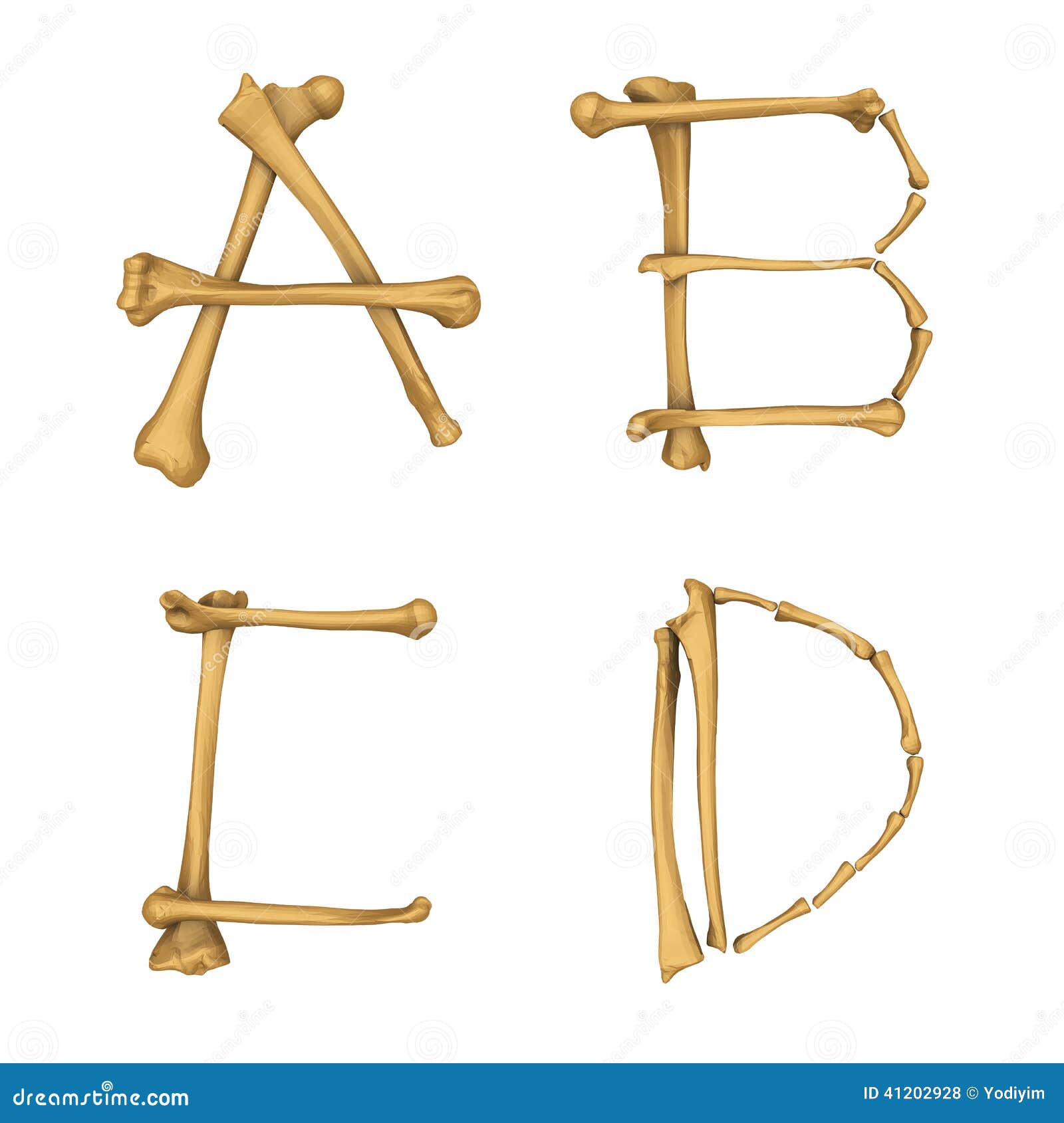 Skeleton alphabet a-D stock illustration. Illustration of graphic ...
