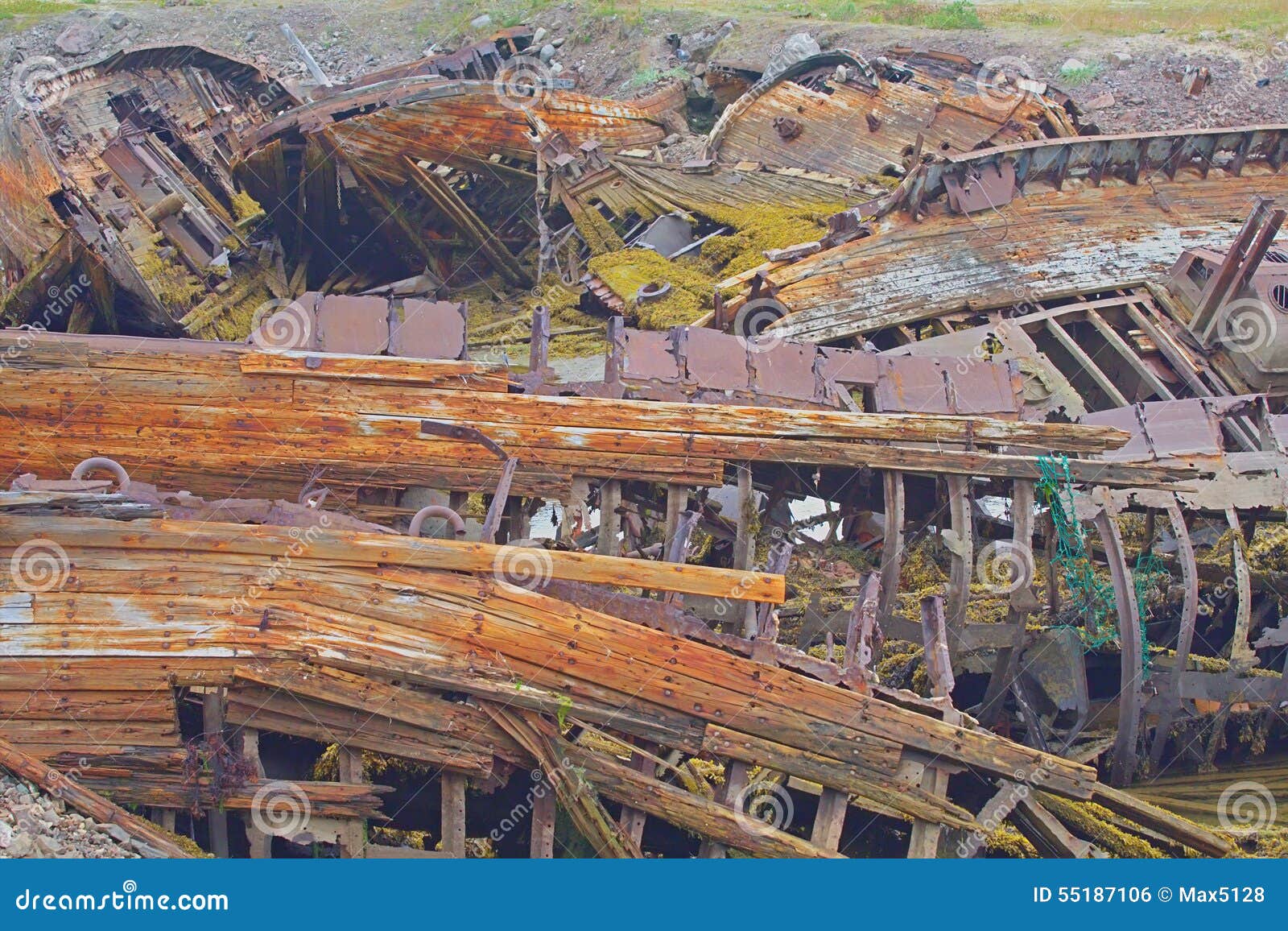 Skeleton of an Ancient Ship after Crash Stock Photo - Image of rust ...