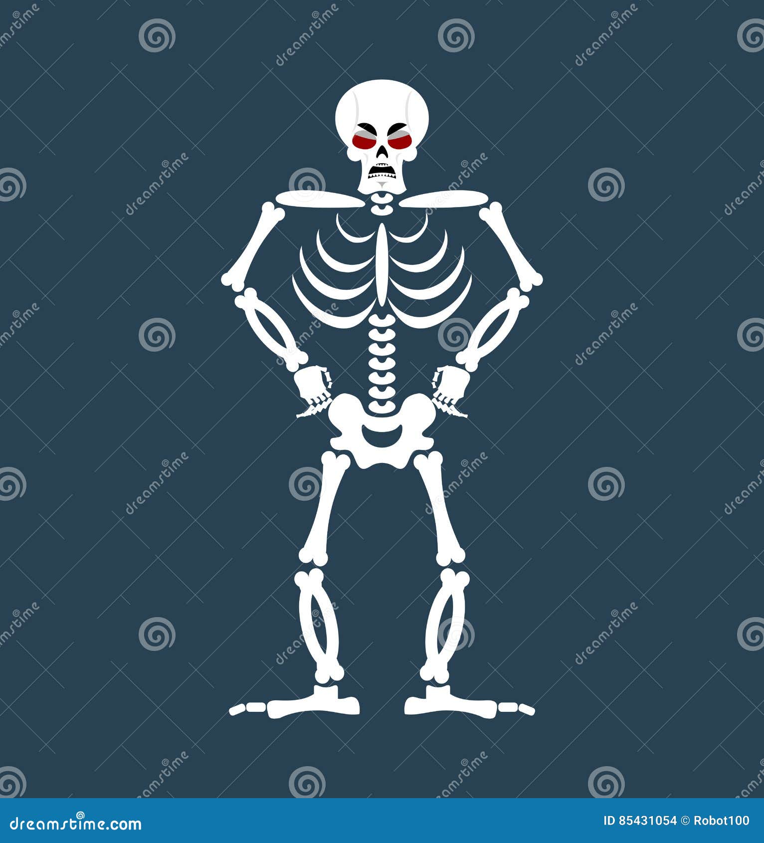 Skeleton Angry Emoji. Skull Grumpy Emotion Isolated Stock Vector ...
