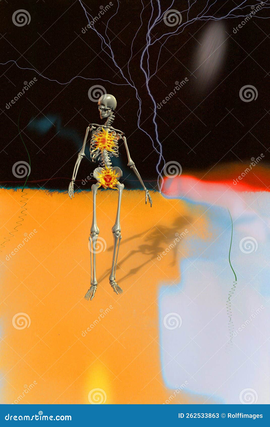 Skeleton in art scene stock illustration. Illustration of artwork ...
