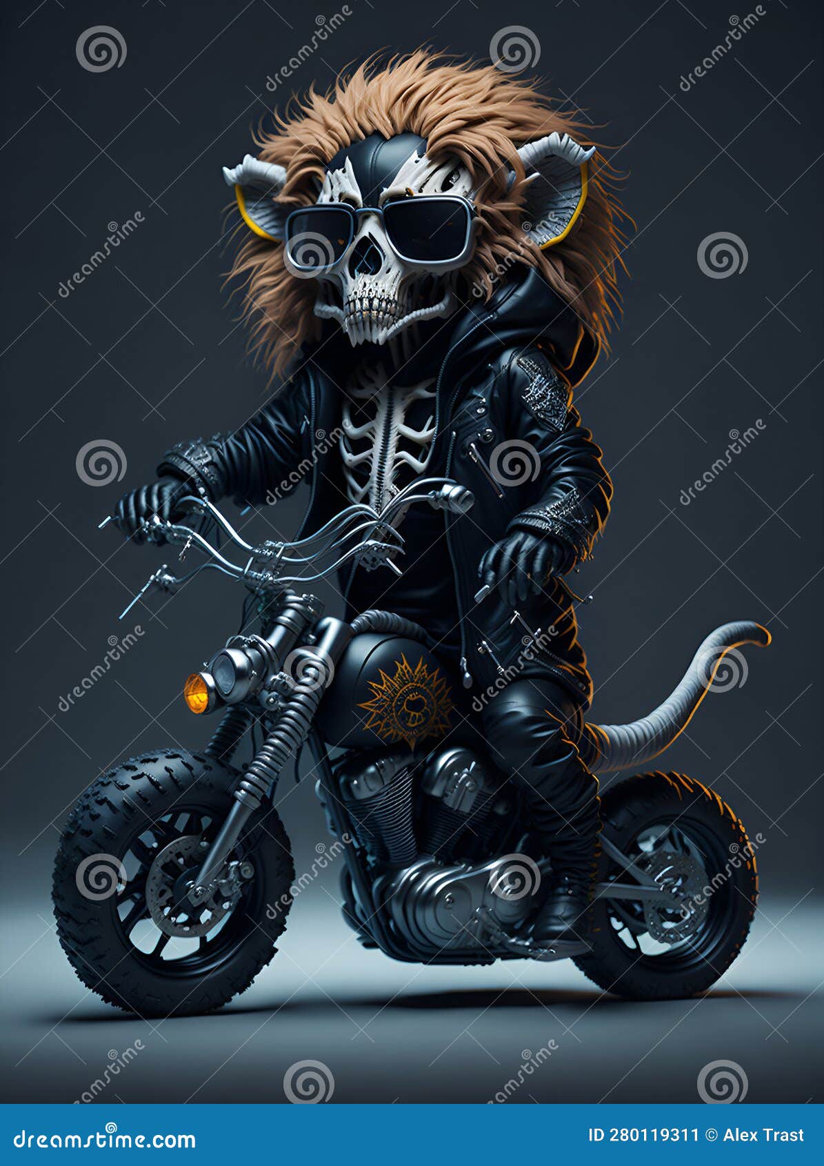 Skeleton Biker Driving Motorcycle Cartoon Vector | CartoonDealer.com ...