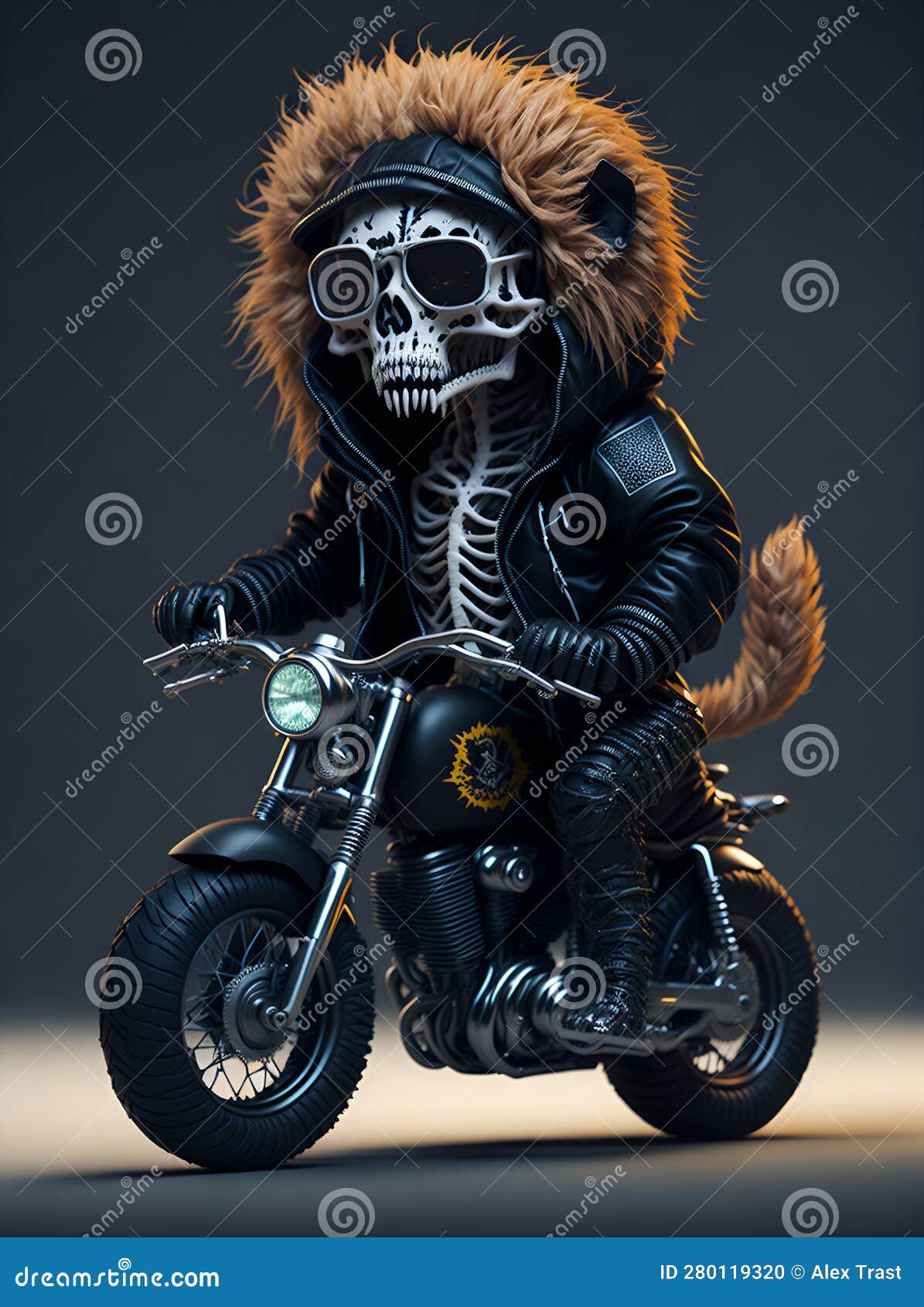 Skeleton Biker Driving Motorcycle Cartoon Vector | CartoonDealer.com ...