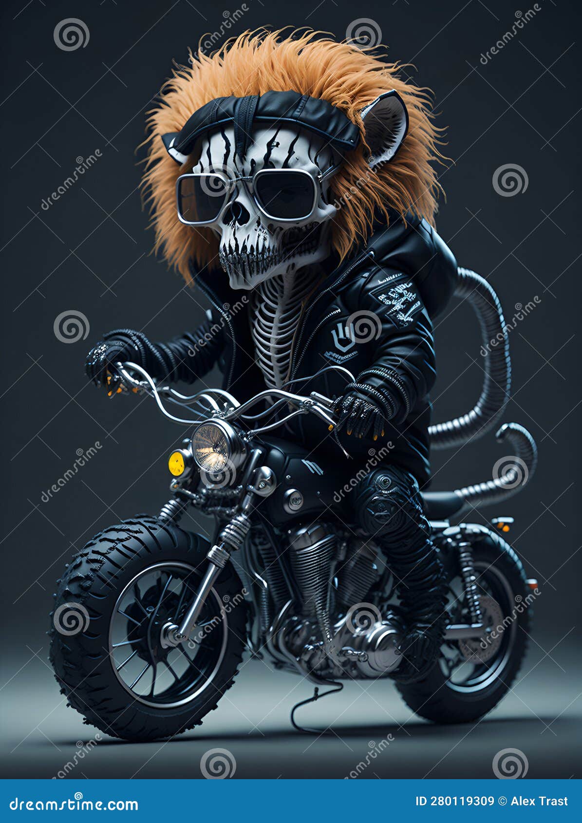 Skeleton Biker Driving Motorcycle Cartoon Vector | CartoonDealer.com ...