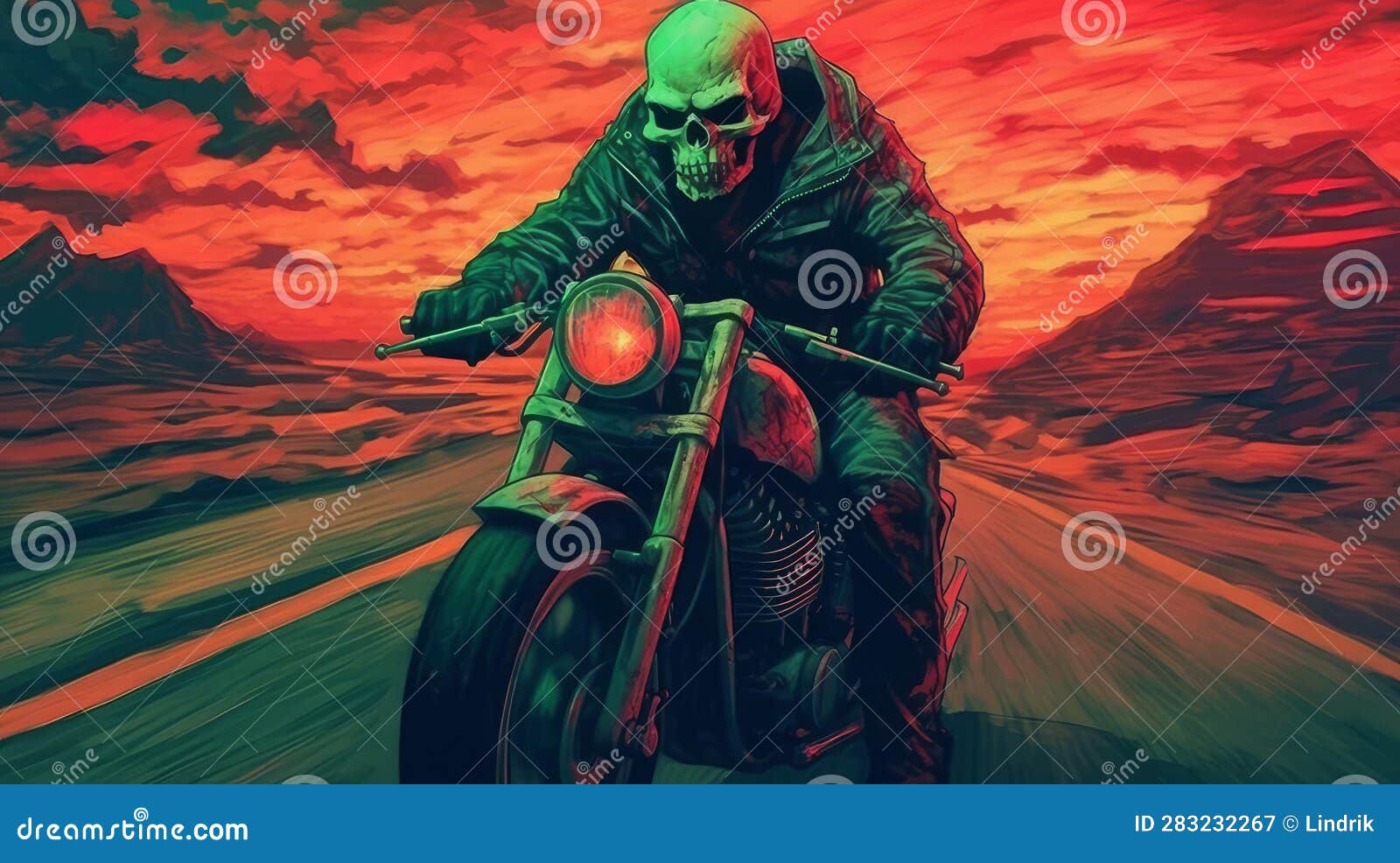 Skeleton Biker Driving Motorcycle Cartoon Vector | CartoonDealer.com ...