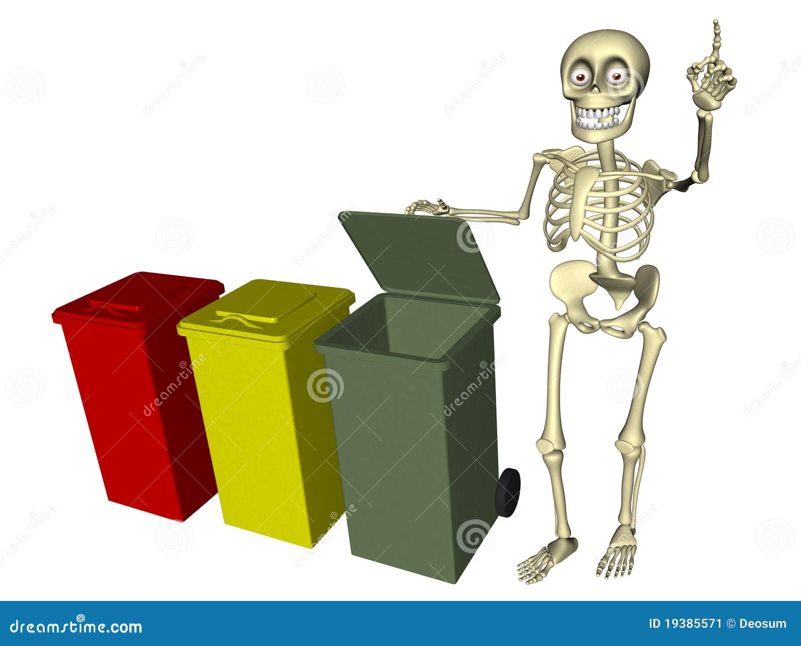Skeleton With Bins For Various Types Of Waste Royalty-Free Illustration ...