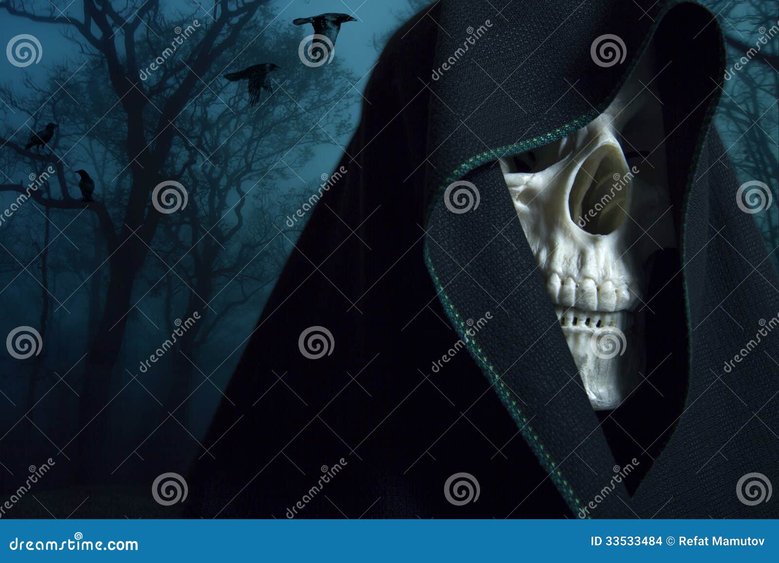 Skeleton In A Black Hood. Stock Photo | CartoonDealer.com #33533484