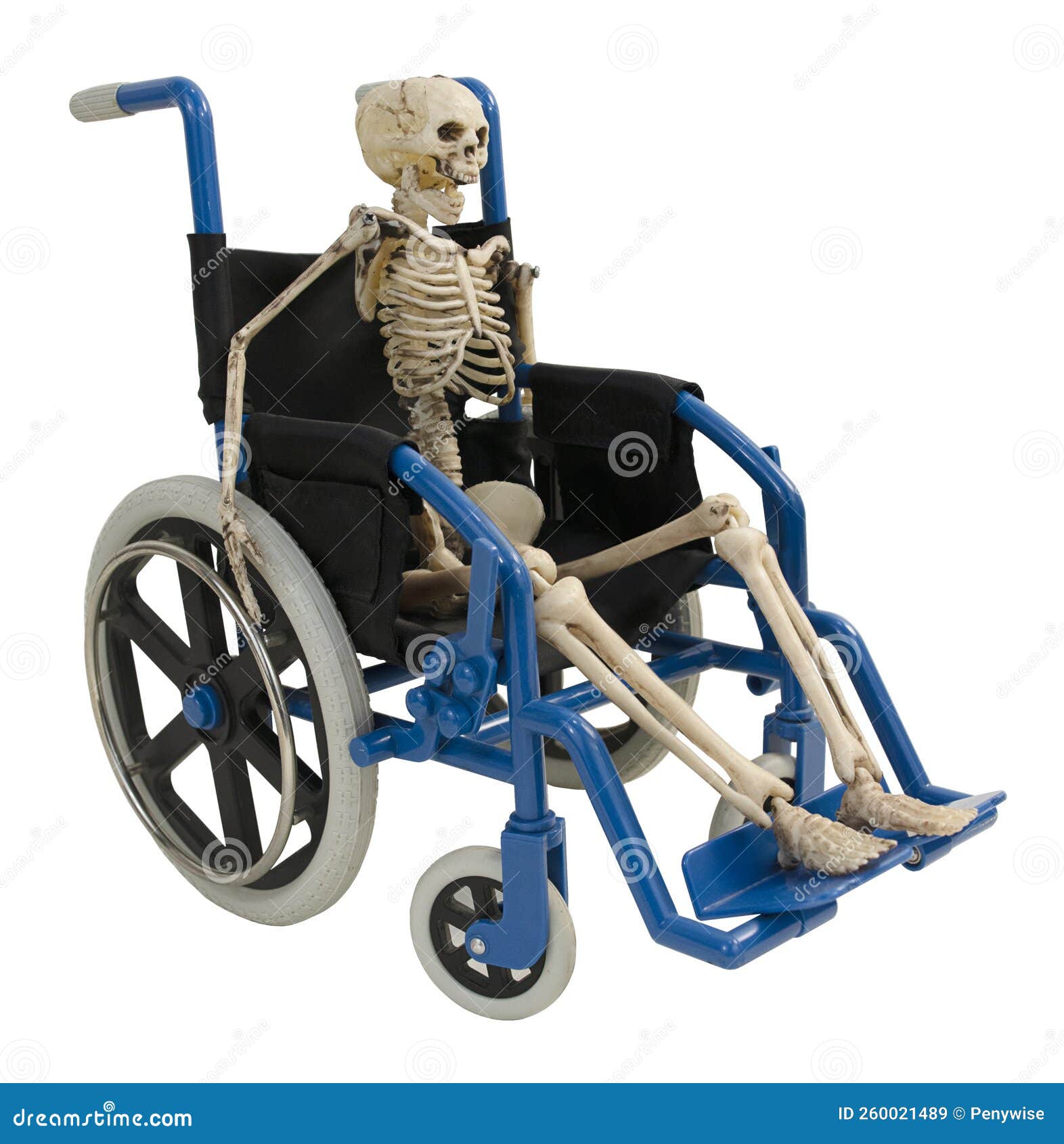 Skeleton in a Blue Wheelchair Stock Image - Image of disabled ...