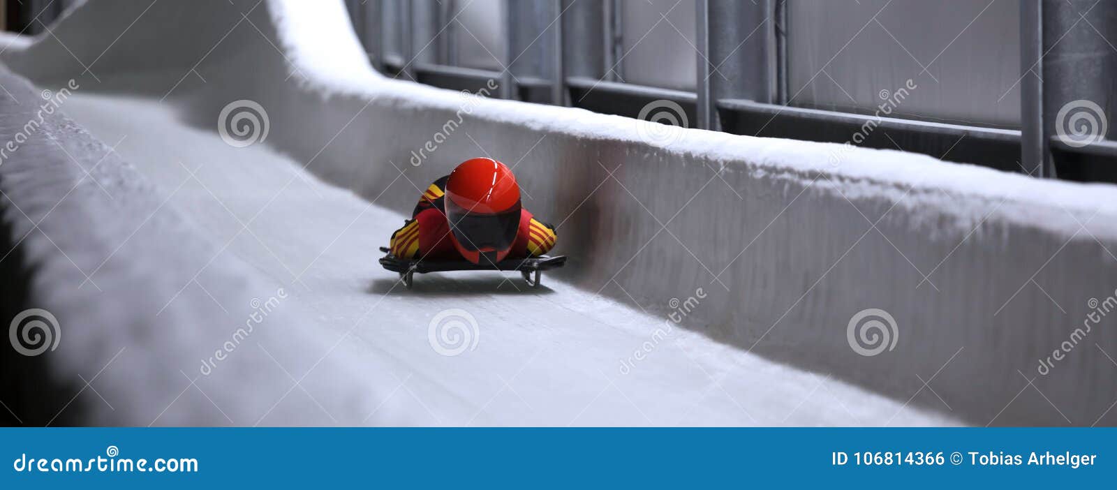 Skeleton Bob Sled in Ice Channel Stock Photo - Image of sports, world ...