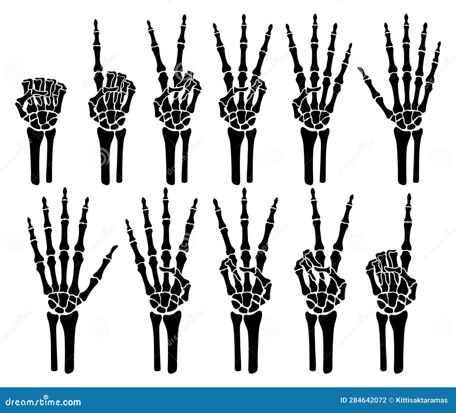 Number 4 Skeleton. Bones Font Four. Anatomy Of An Alphabet Symbol. Dead ...