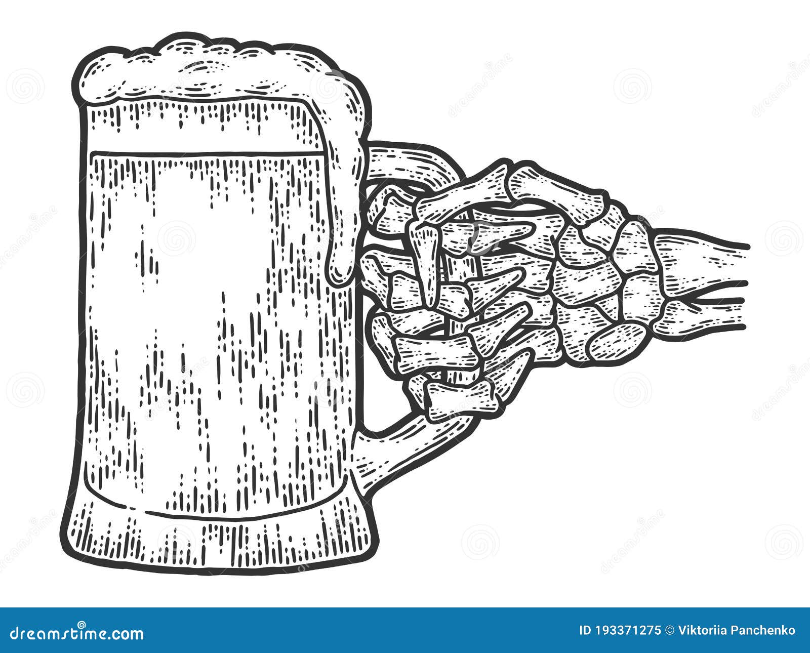 Skeleton Bone Hand Holds Beer. Sketch Scratch Board Imitation Stock ... Skeleton Bone Hand Holds Beer. Sketch Scratch Board Imitation Stock ...