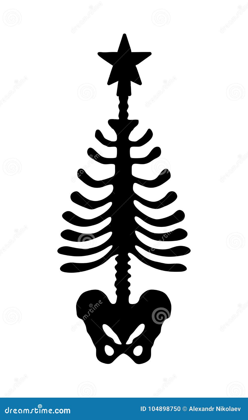 Skeleton Bones Christmas Tree Stock Vector - Illustration of bones ...